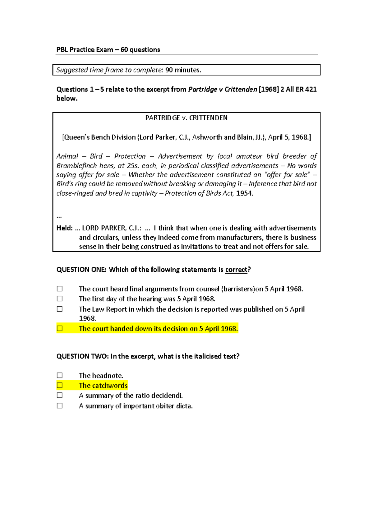Sample/practice exam 2020, questions and answers - Warning: TT: undefined function: 32 Warning ...