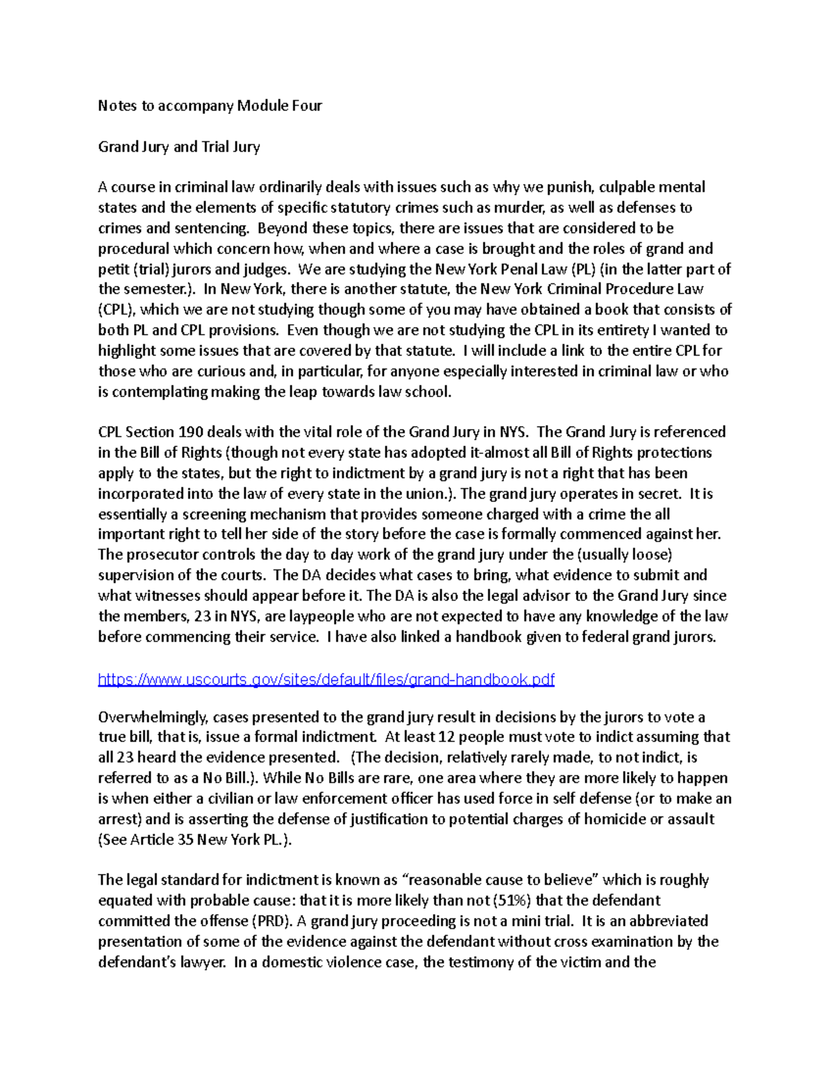 Notes to acompany Module Four - Notes to accompany Module Four Grand ...