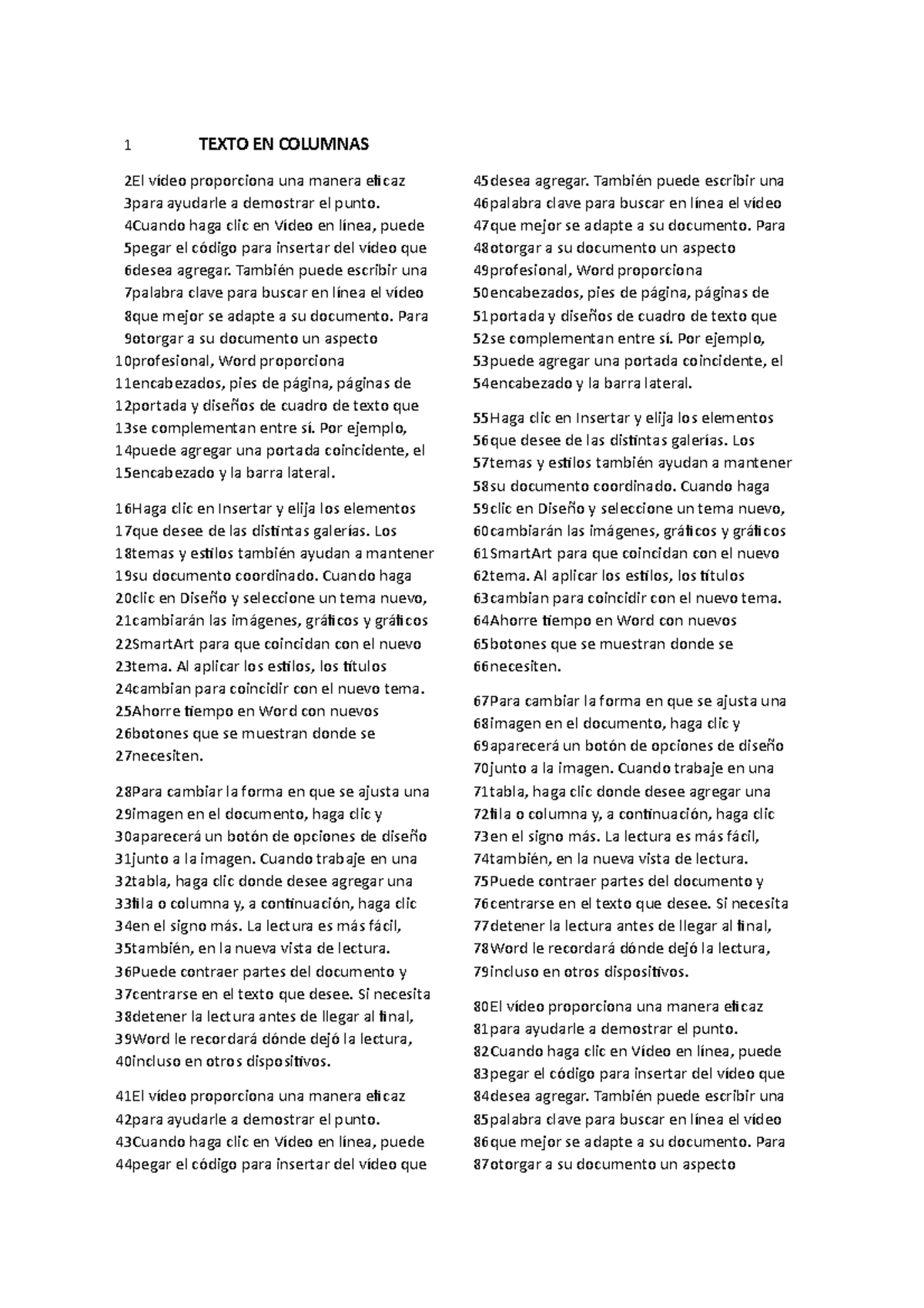 Practica 06 Yemira - WORD - TEXTO EN COLUMNAS El vídeo proporciona una ...