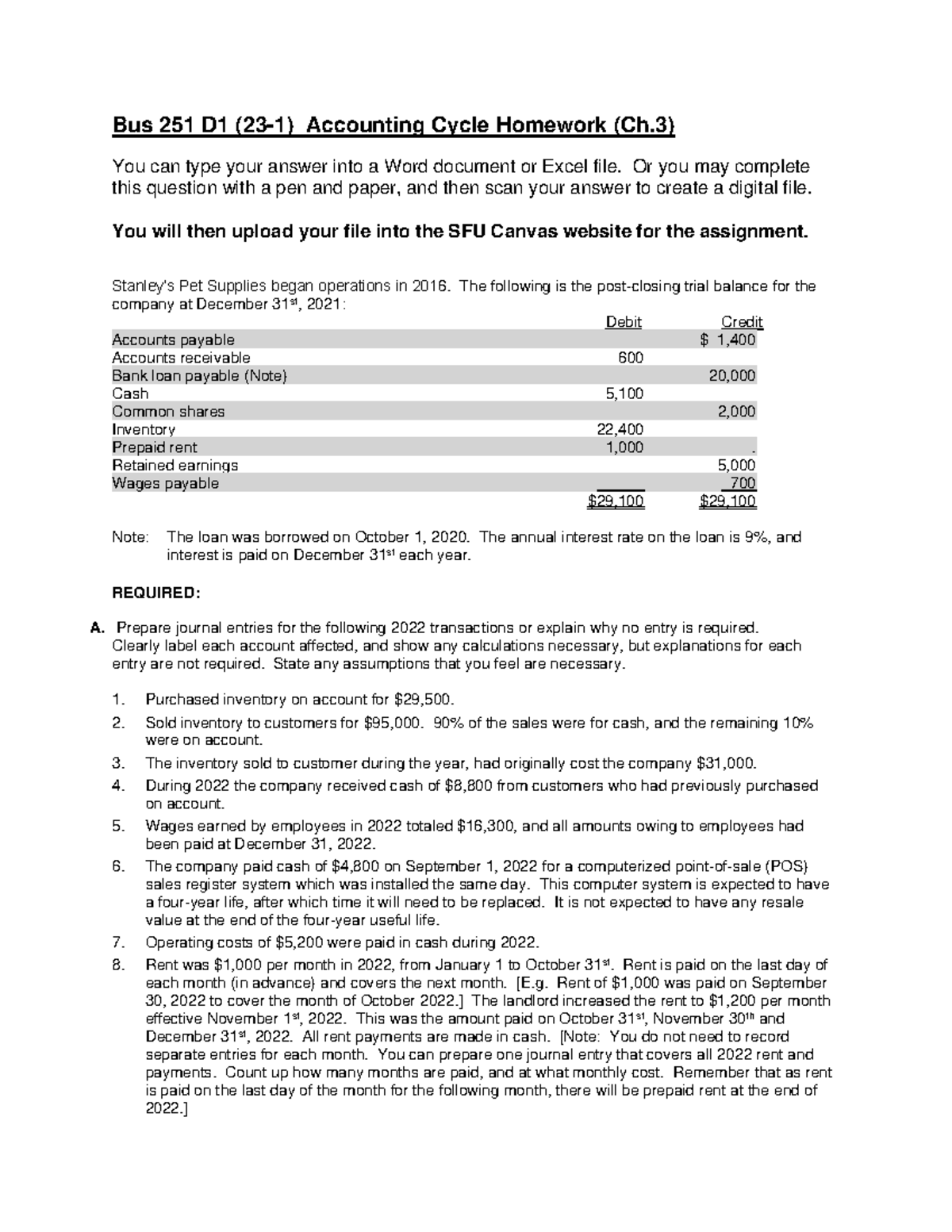 Week 4- Accounting Cycle Homework - Bus 251 D1 (23-1) Accounting Cycle ...