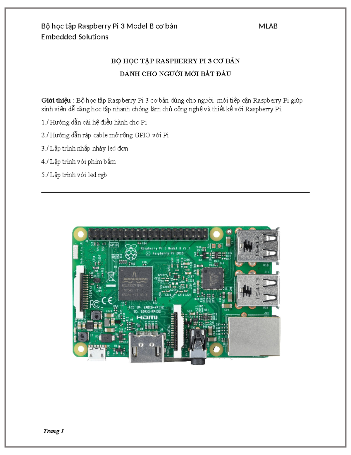 Raspberry PI 3 cơ bản dành cho người mới bắt đầu - Embedded Solutions ...