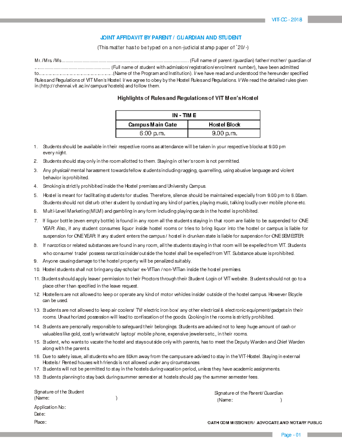 Exam 4 2015, questions - VIT-CC - 2018 JOINT AFFIDAVIT BY PARENT ...