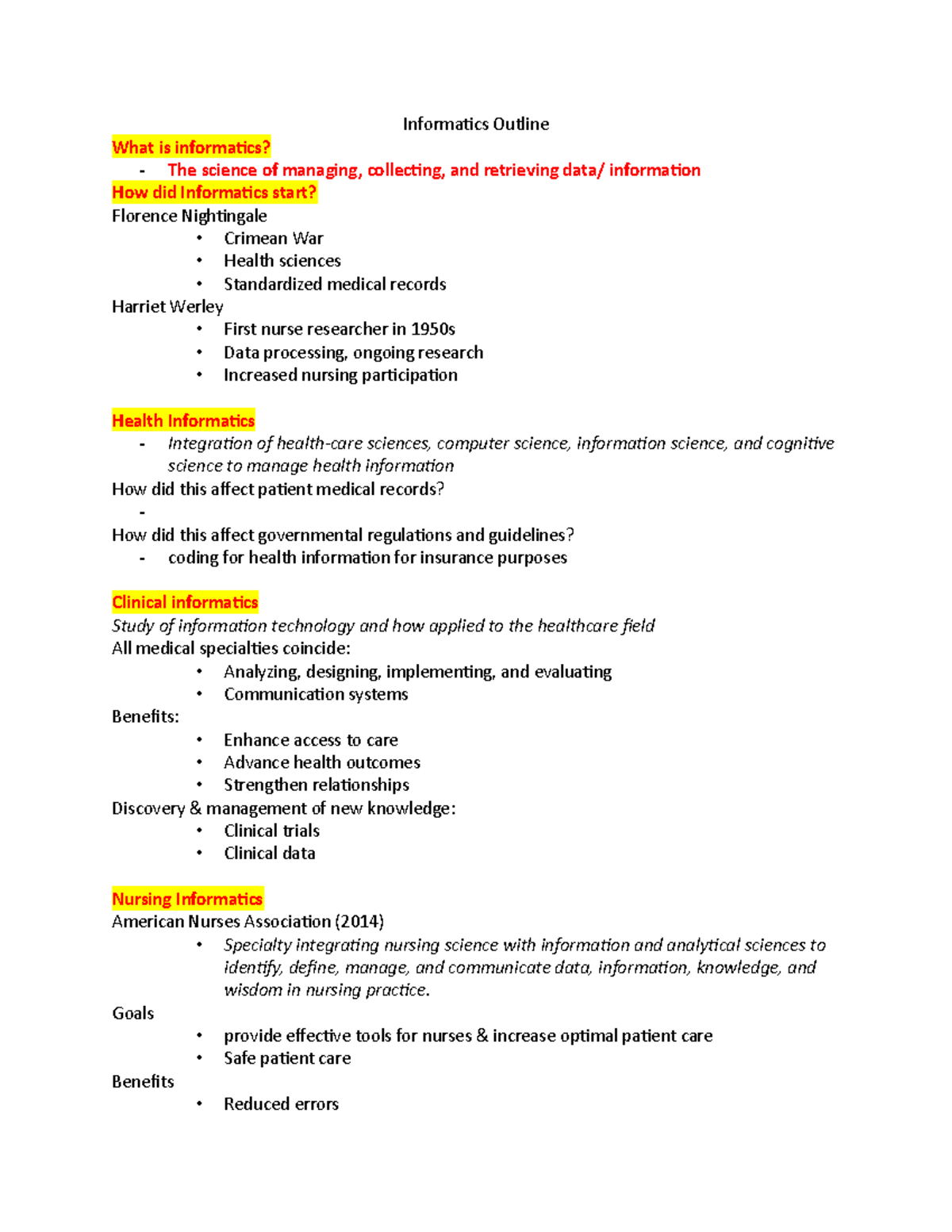 Outline informatics - Informatics Outline What is informatics? The ...