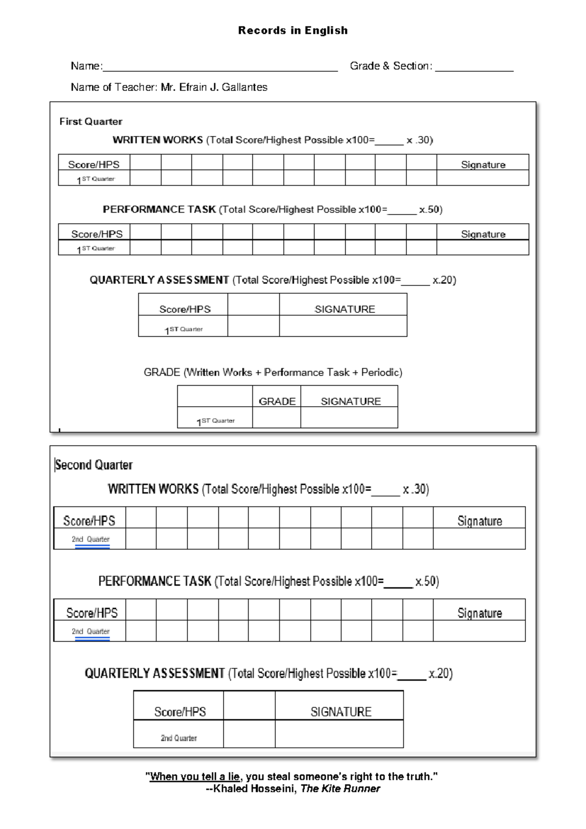 Individual-Record - review 10 - English - Records in English "When you ...