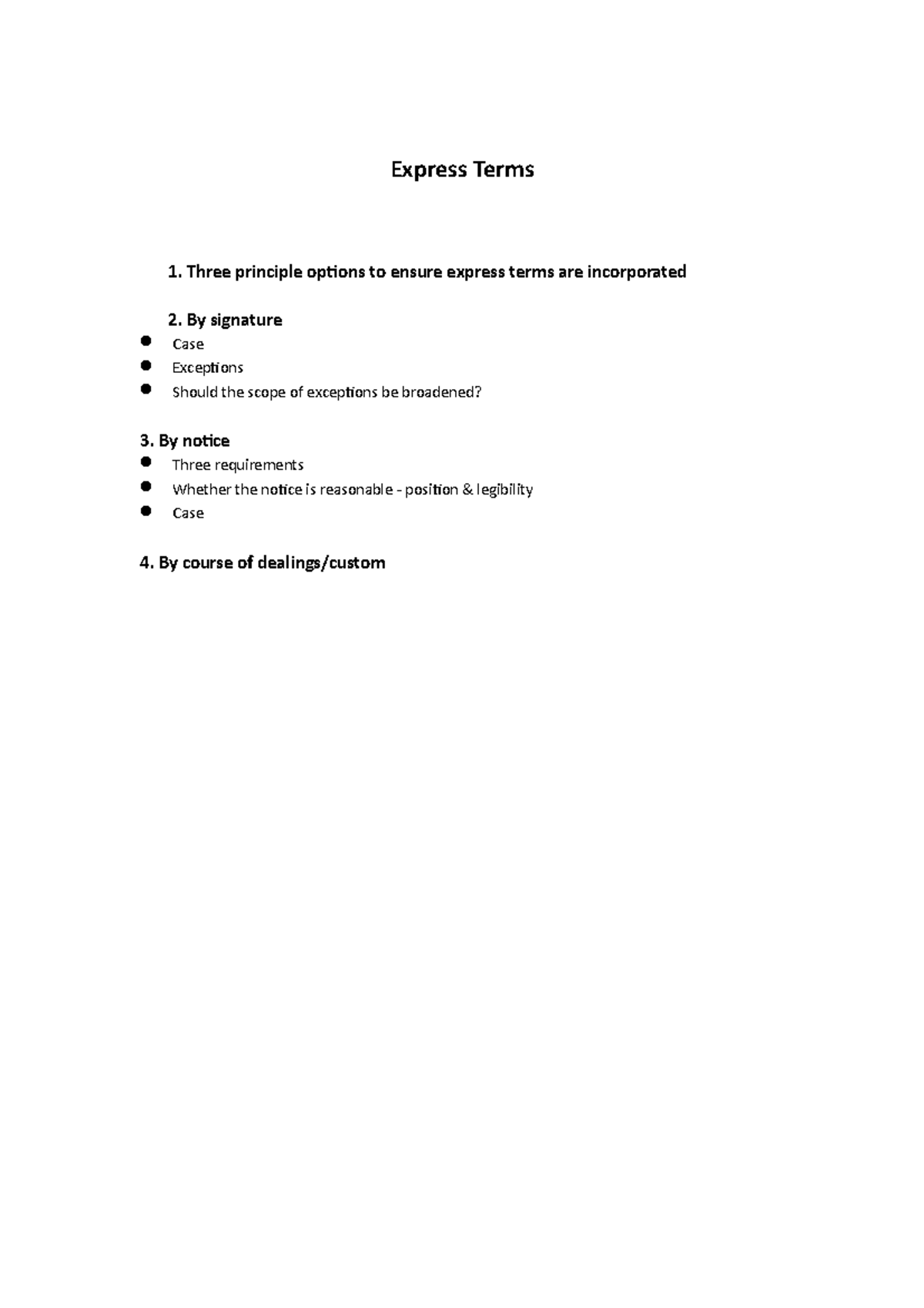 2. Express Terms OF CONTRACT - Express Terms 1. Three principle options ...