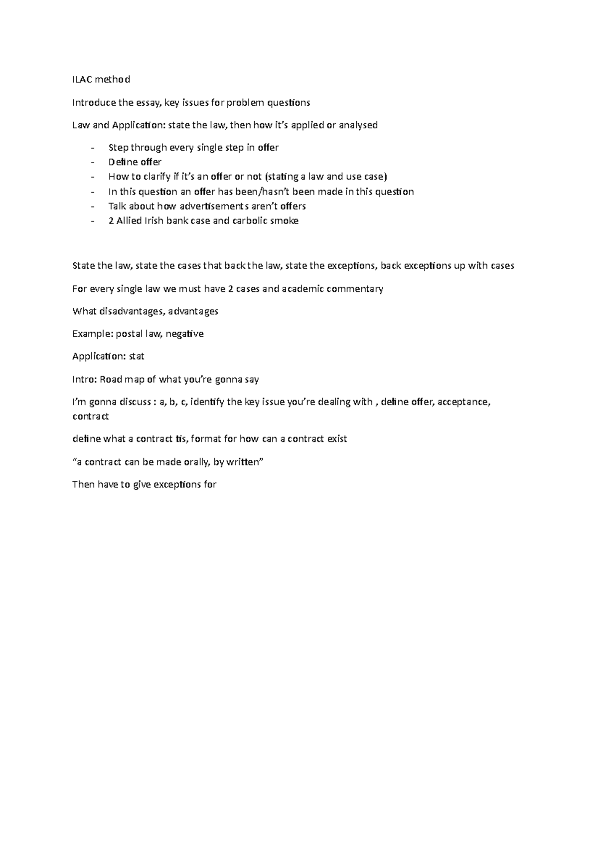 Law ILAC Method ILAC Method Introduce The Essay Key Issues For