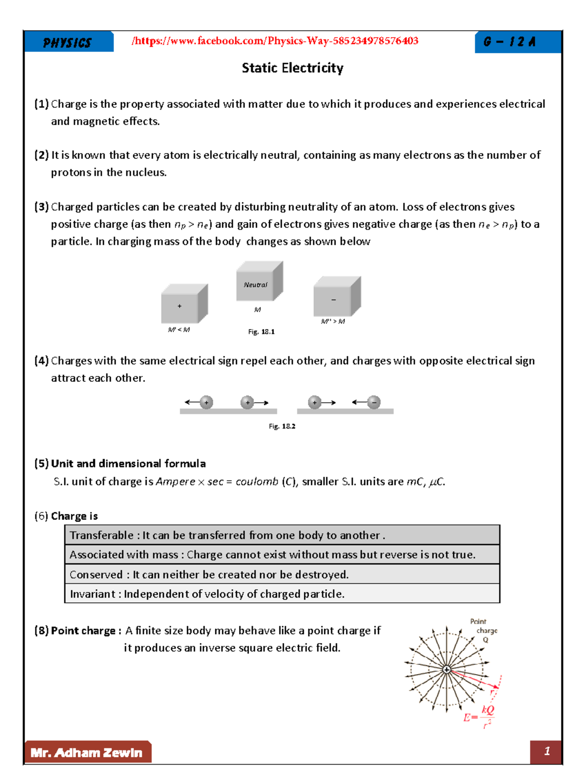Fiazya Static Electricity - Physics G 12 A Static Electricity (1 ...