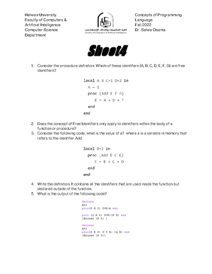 Sheet 3 - Helwan University Faculty of Computers & Artificial ...