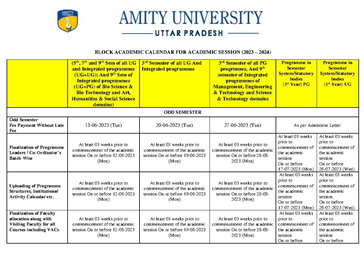 Documents 8ee88Block Academic Calendar AY 2023 2 - BLOCK ACADEMIC CALENDAR FOR ACADEMIC SESSION ...