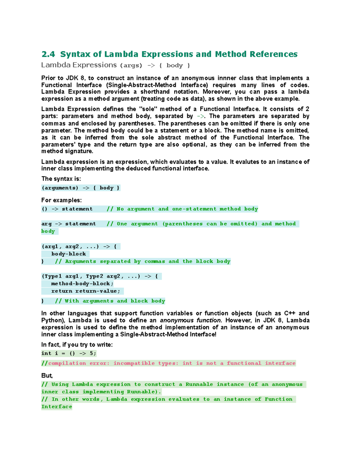 Java Programming Tutorial 90 - 2 Syntax of Lambda Expressions and Method References Lambda - Studocu