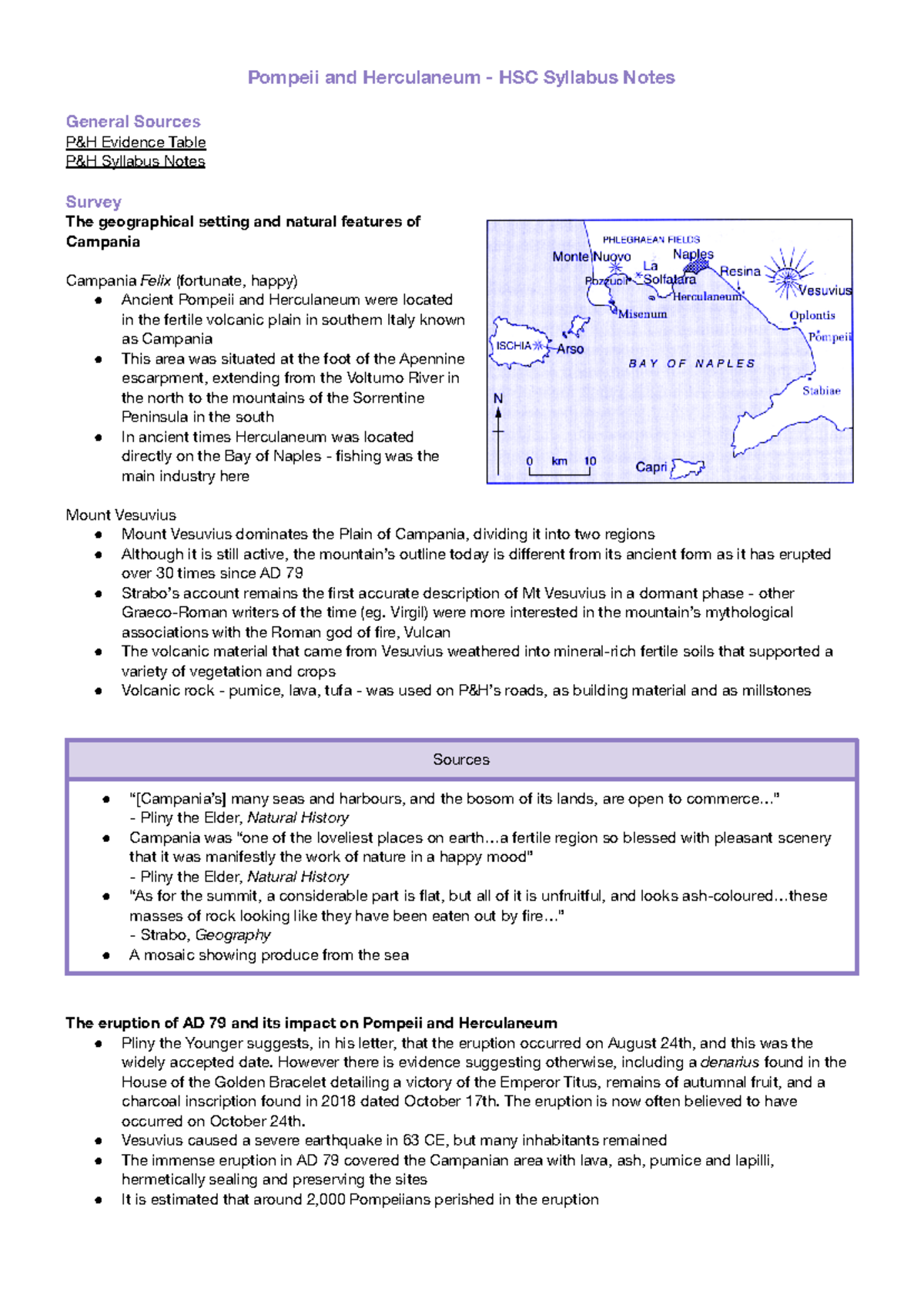 Pompeii & Herculaneum syllabus notes - Pompeii and Herculaneum - HSC ...