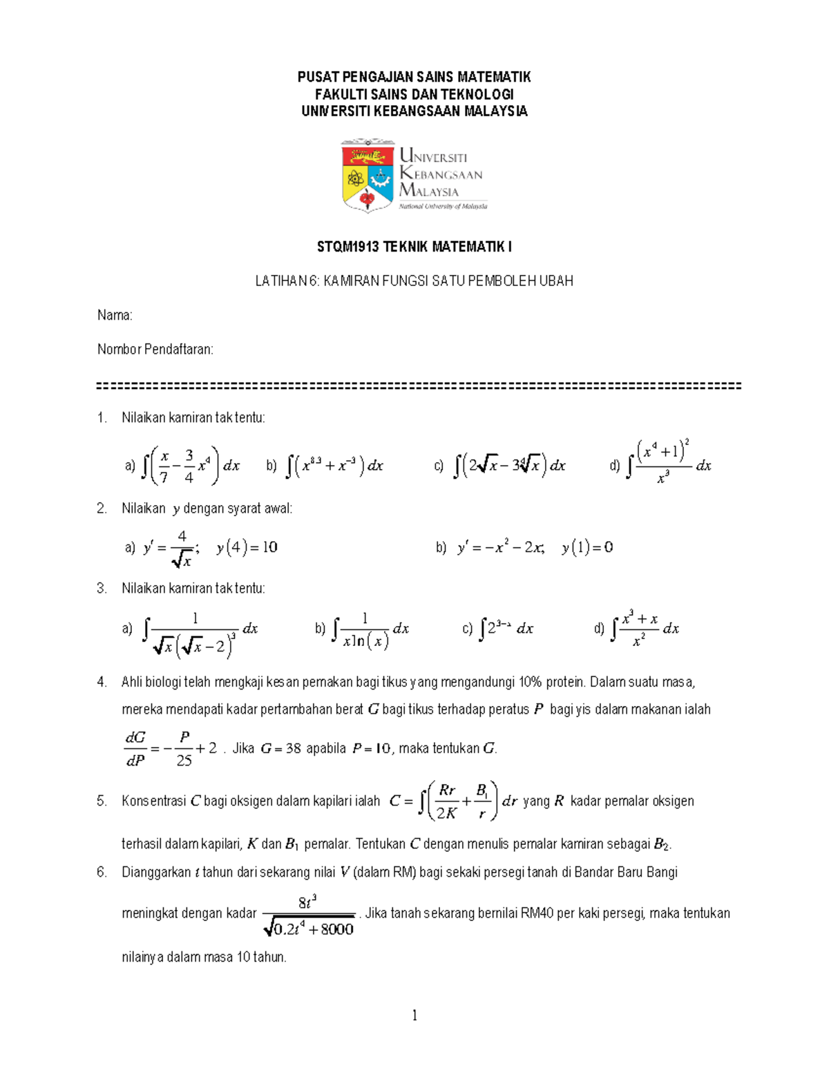 Latihan bab6 - Citra Subjects - PUSAT PENGAJIAN SAINS MATEMATIK FAKULTI ...