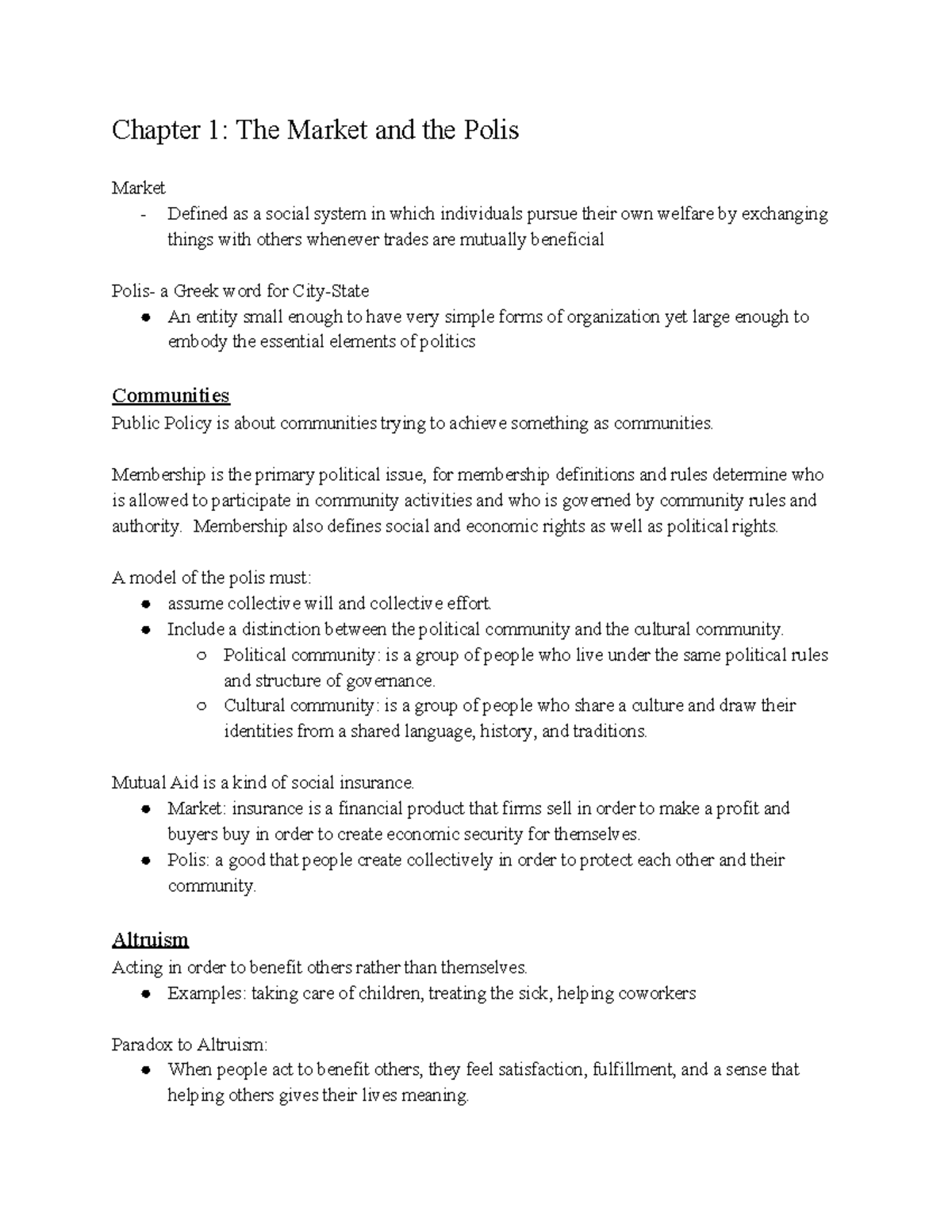 Policy Pardox-Deborah Stone - Chapter 1: The Market and the Polis ...