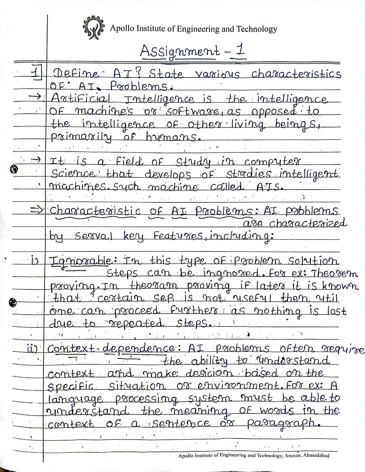 AI A1 meetpatel - Computer engineer - Studocu