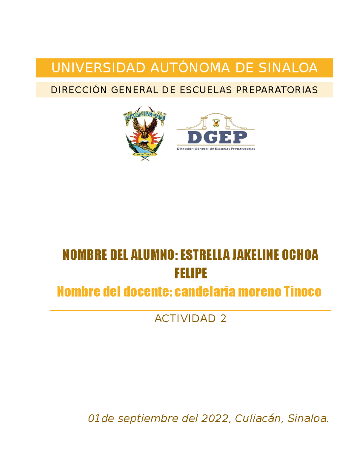 EJOF S2 Literatura - Tarea - UNIVERSIDAD AUTÓNOMA DE SINALOA DIRECCIÓN ...