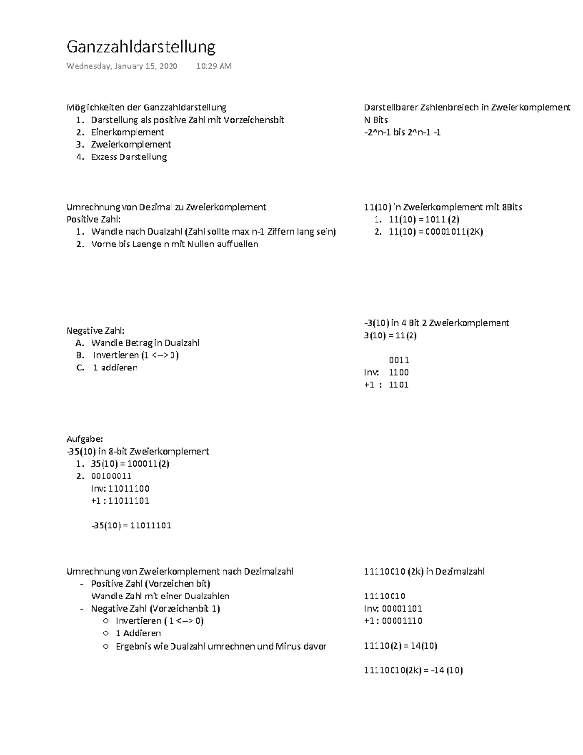 Tutorium 11 Ganzzahldarstellung - Warning: TT: undefined function: 32 - Studocu