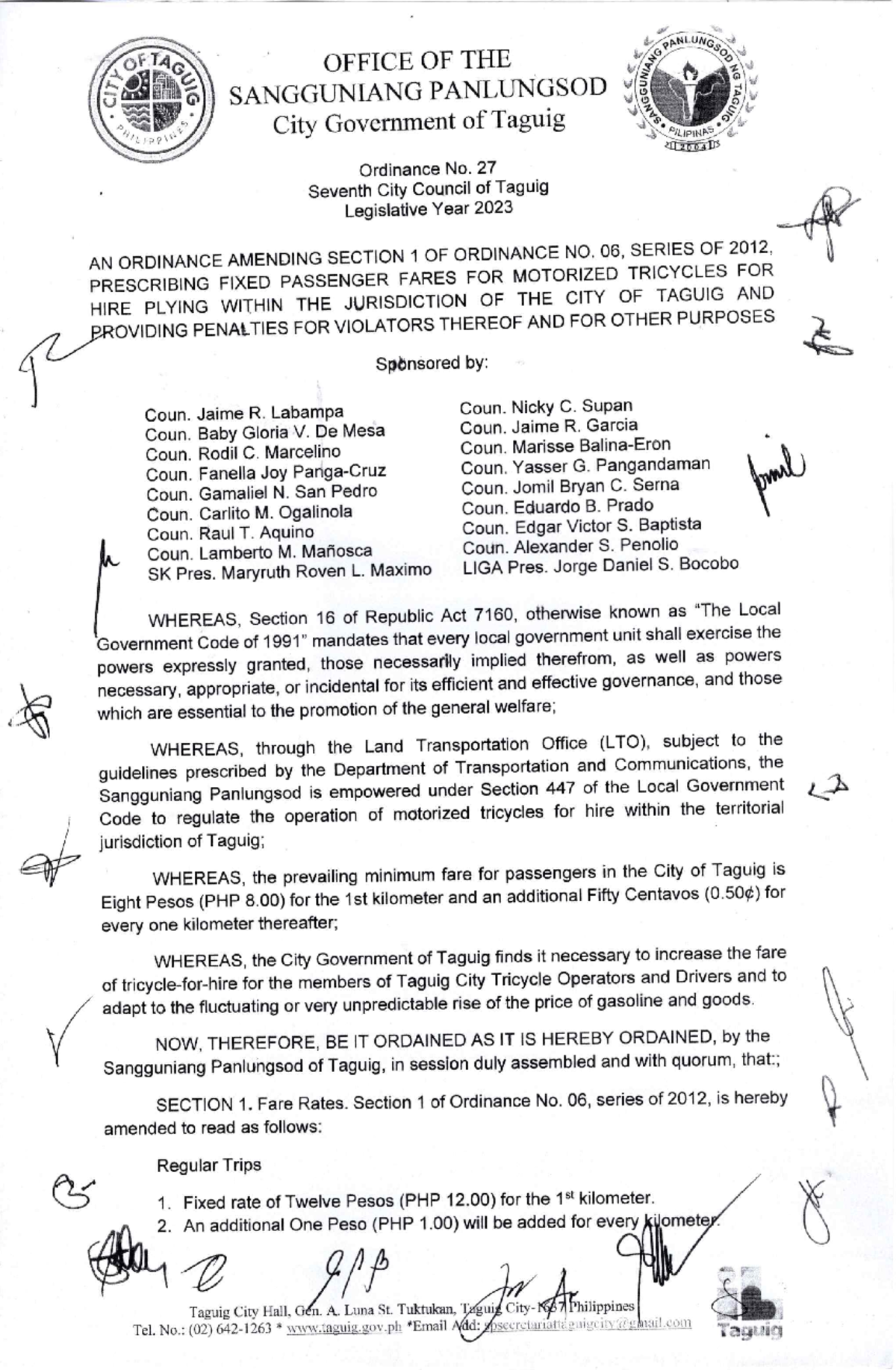 Ordinance-No-27-Legislative-Year-202320230606 11573324-1 - CITY OF ...