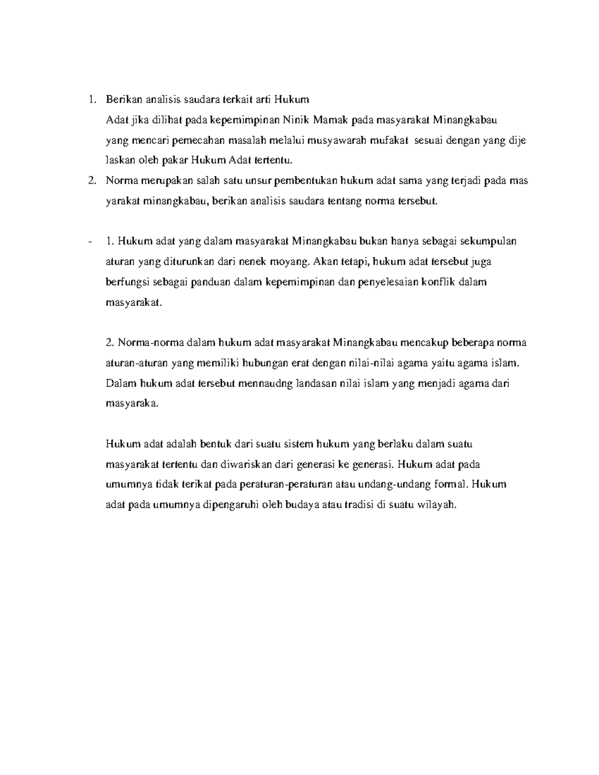 Tugas 1 Hukum ADAT Gilang Eprias Setiawan - Berikan analisis saudara ...