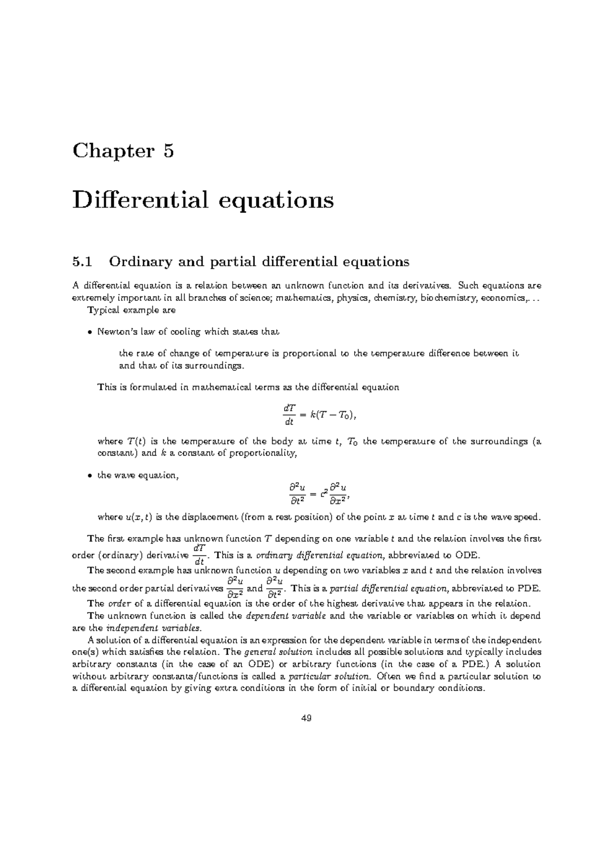 Integration 101 - Chapter 5 Differential equations 5 Ordinary and partial differential equations ...