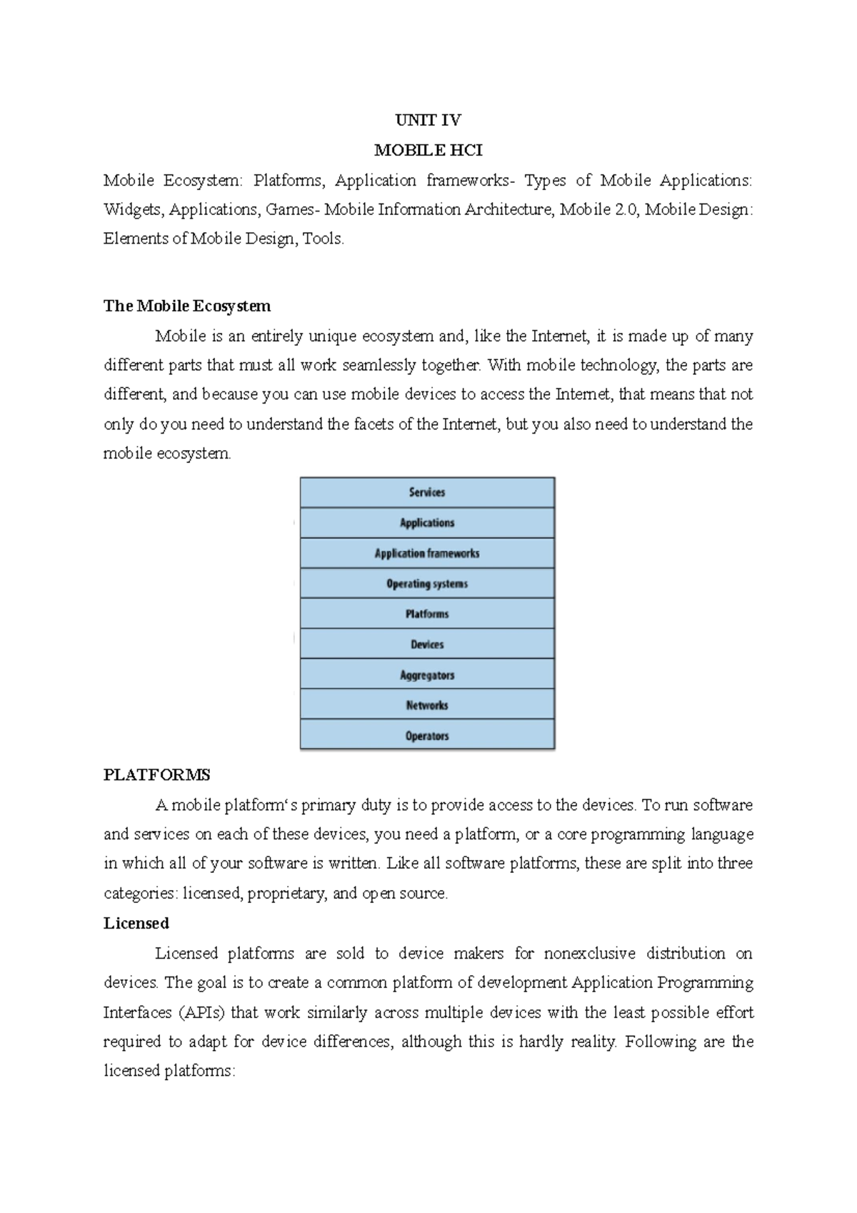Unit Iv Notes Unit 4 Hci Reg 13 Unit Iv Mobile Hci Mobile Ecosystem Platforms Application 
