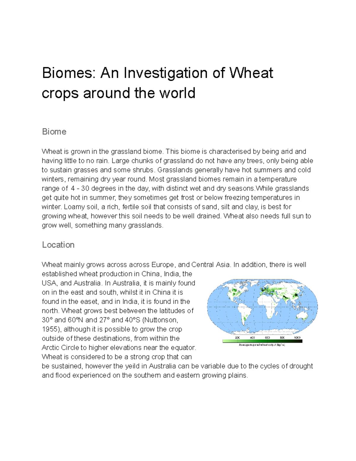 Wheat - Google Docs - Biomes: An Investigation of Wheat crops around ...