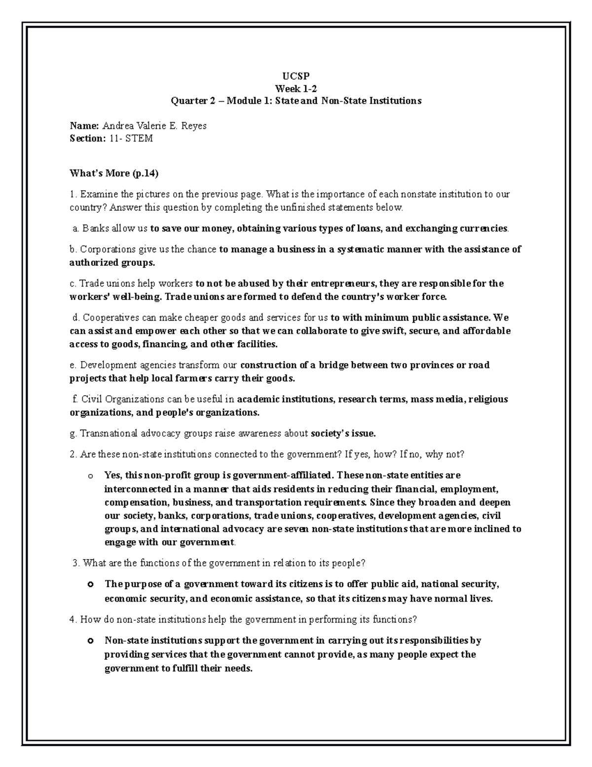 UCSP Q4 - allow - UCSP Week 1- Quarter 2 – Module 1: State and Non ...