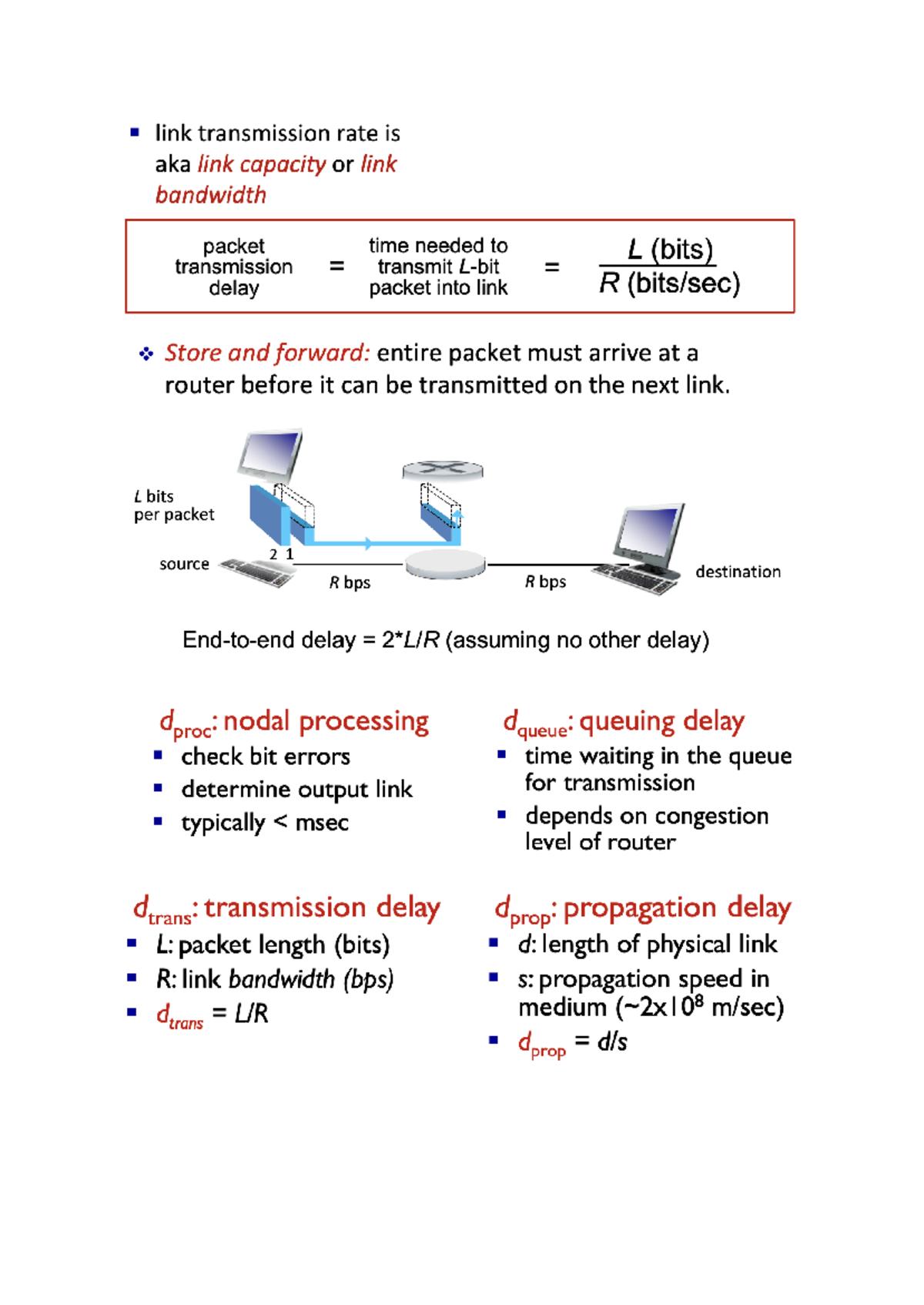CS2105 Open-Book - Finals - link transmission rate is aka link capacity or link bandwidth packet ...
