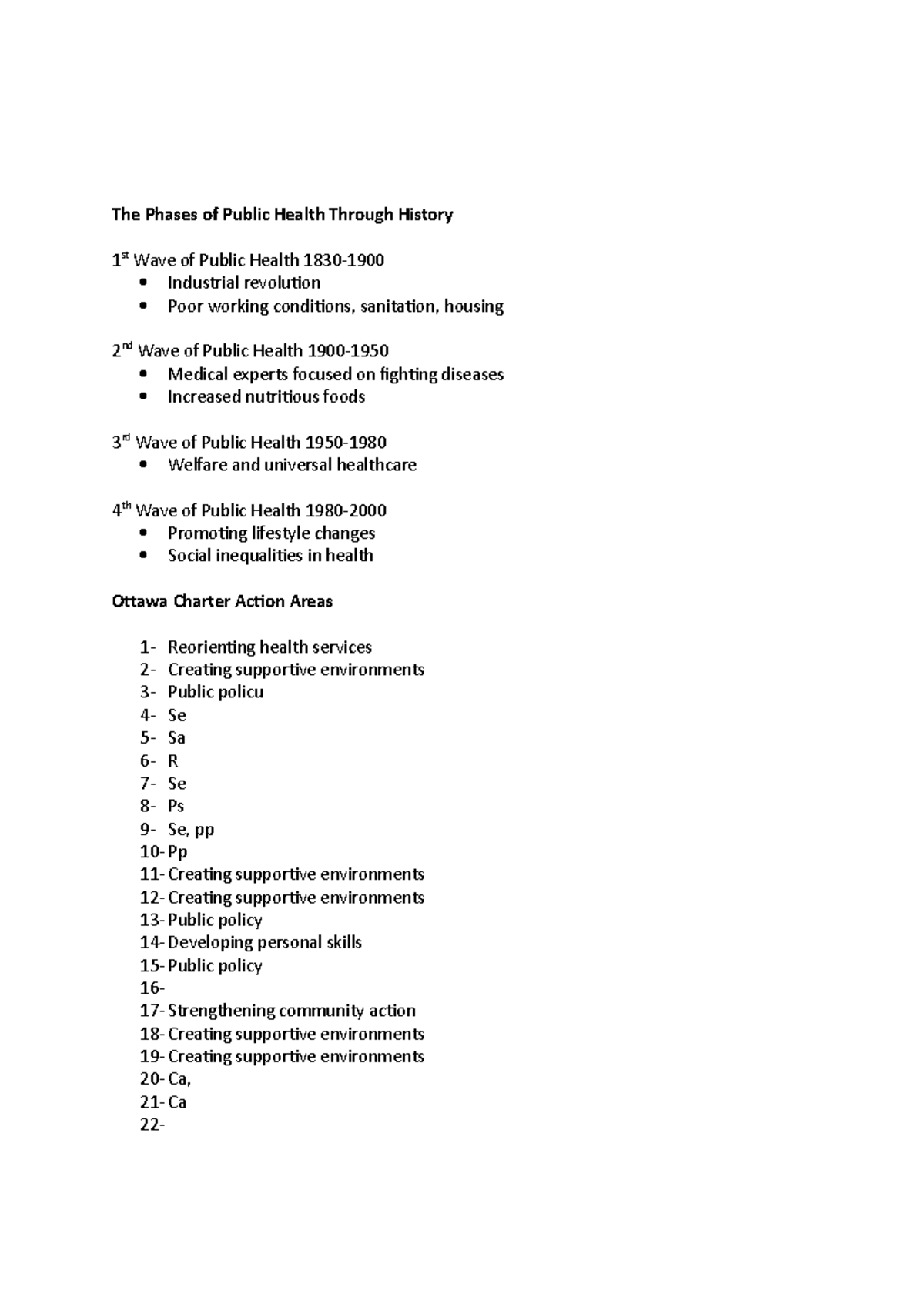Module 2 Notes - The Phases of Public Health Through History 1 st Wave ...