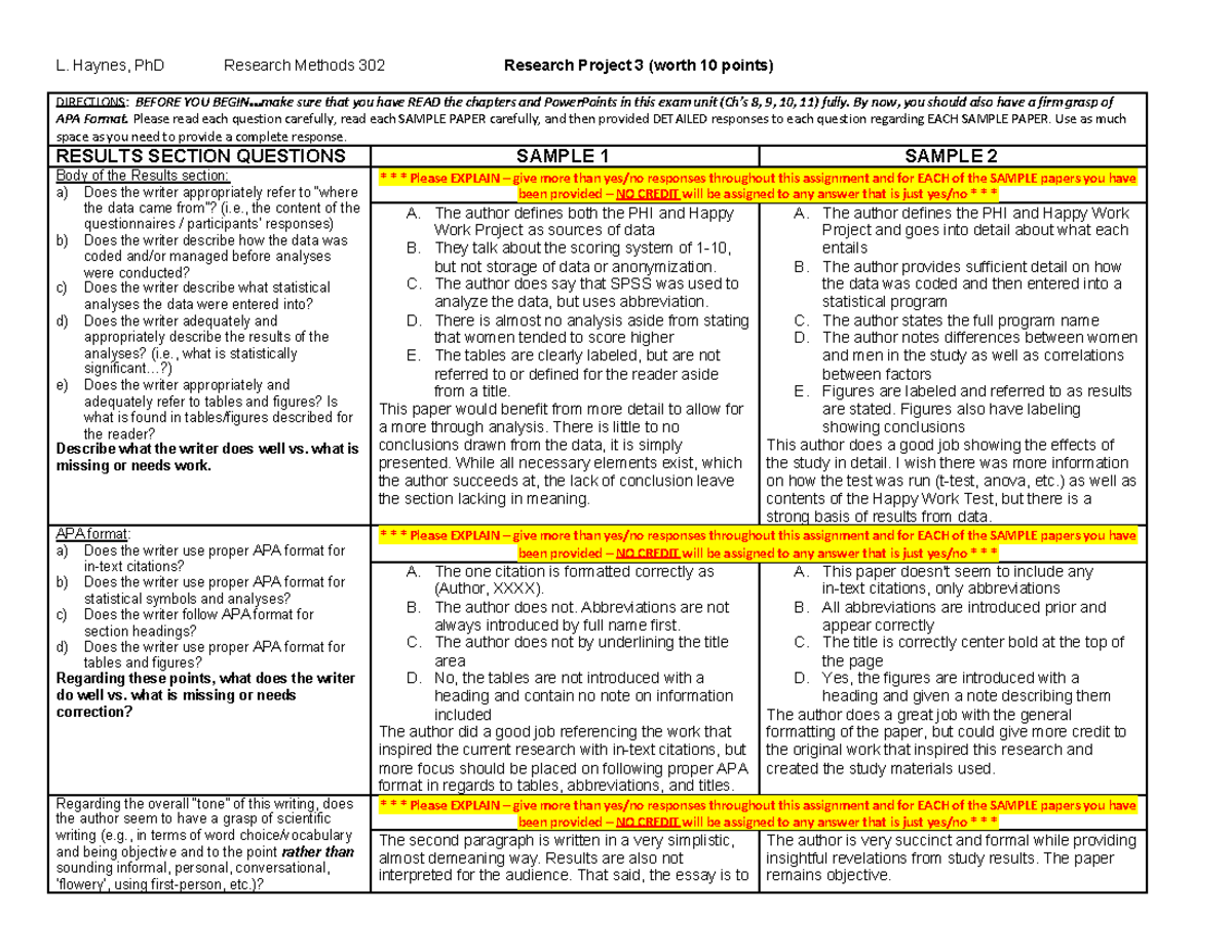 RPex3 - Haynes research paper exercise - L. Haynes, PhD Research ...