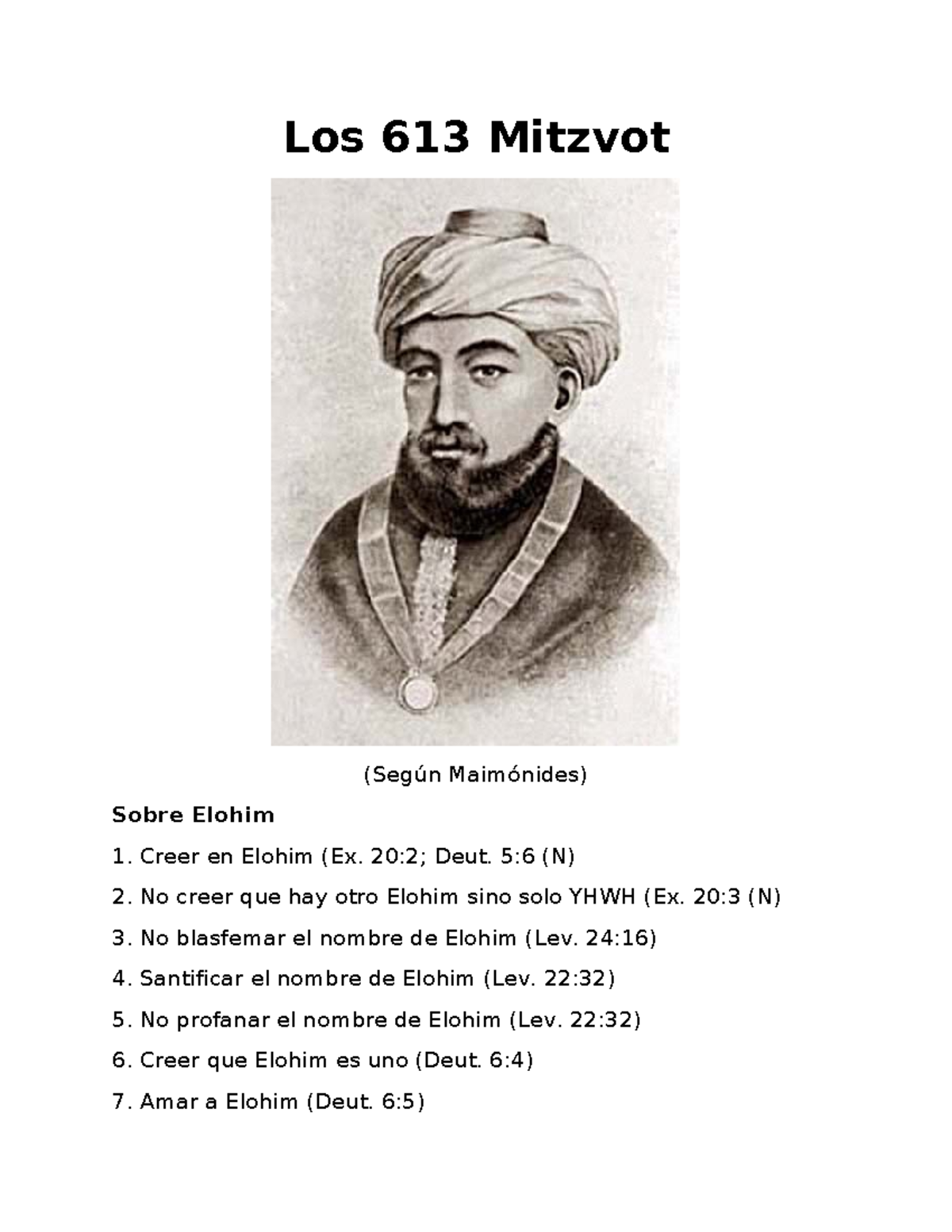 Los 613 Mandamientos segun Maimonides - Los 613 Mitzvot (Según ...