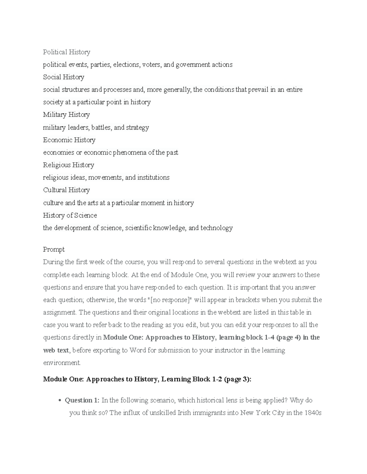 Block 1-2 Short response - Political History political events, parties ...