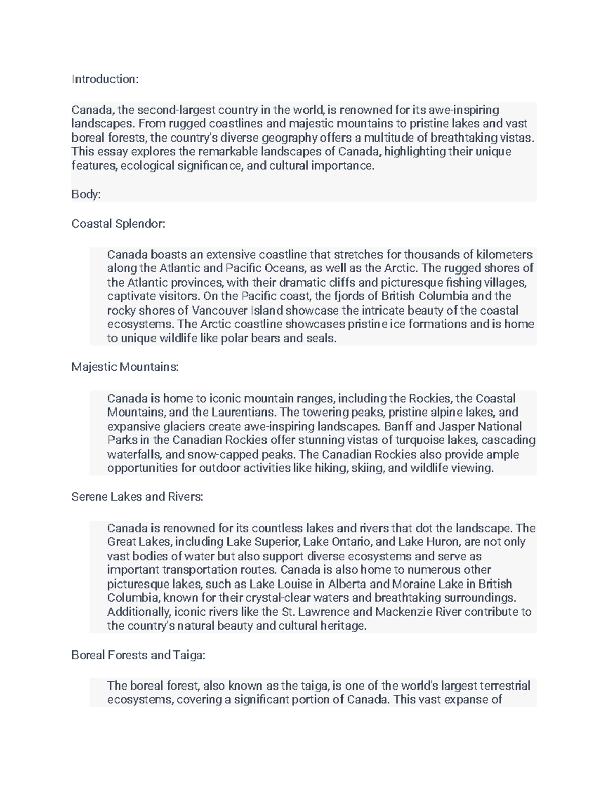 Canadian Landscapes - Introduction: Canada, the second-largest country ...