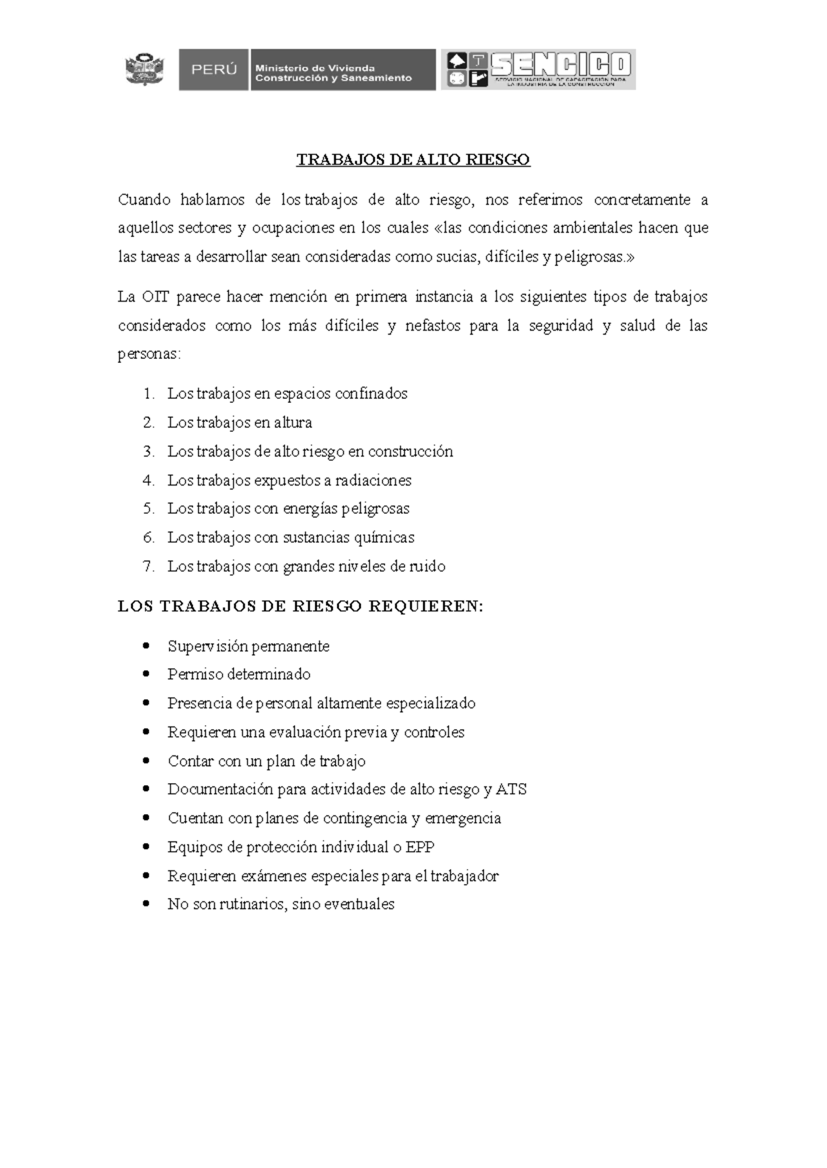 Folleto 4-Trabajos alto riesgo - TRABAJOS DE ALTO RIESGO Cuando hablamos de los trabajos de alto ...