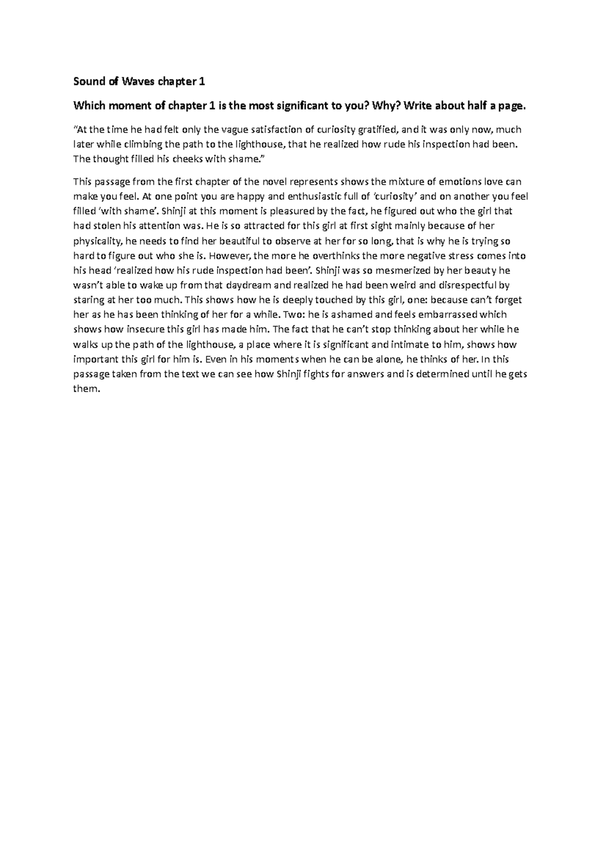 Sound of Waves chapter 1 passage - Sound of Waves chapter 1 Which ...