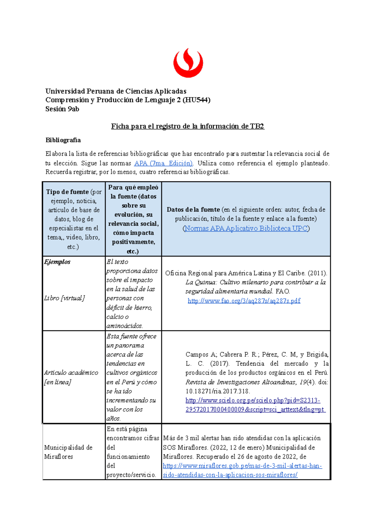 Ficha TB2 Comprensión y producción de lenguaje 2 - Universidad Peruana ... Ficha TB2 Comprensión y producción de lenguaje 2 - Universidad Peruana ...