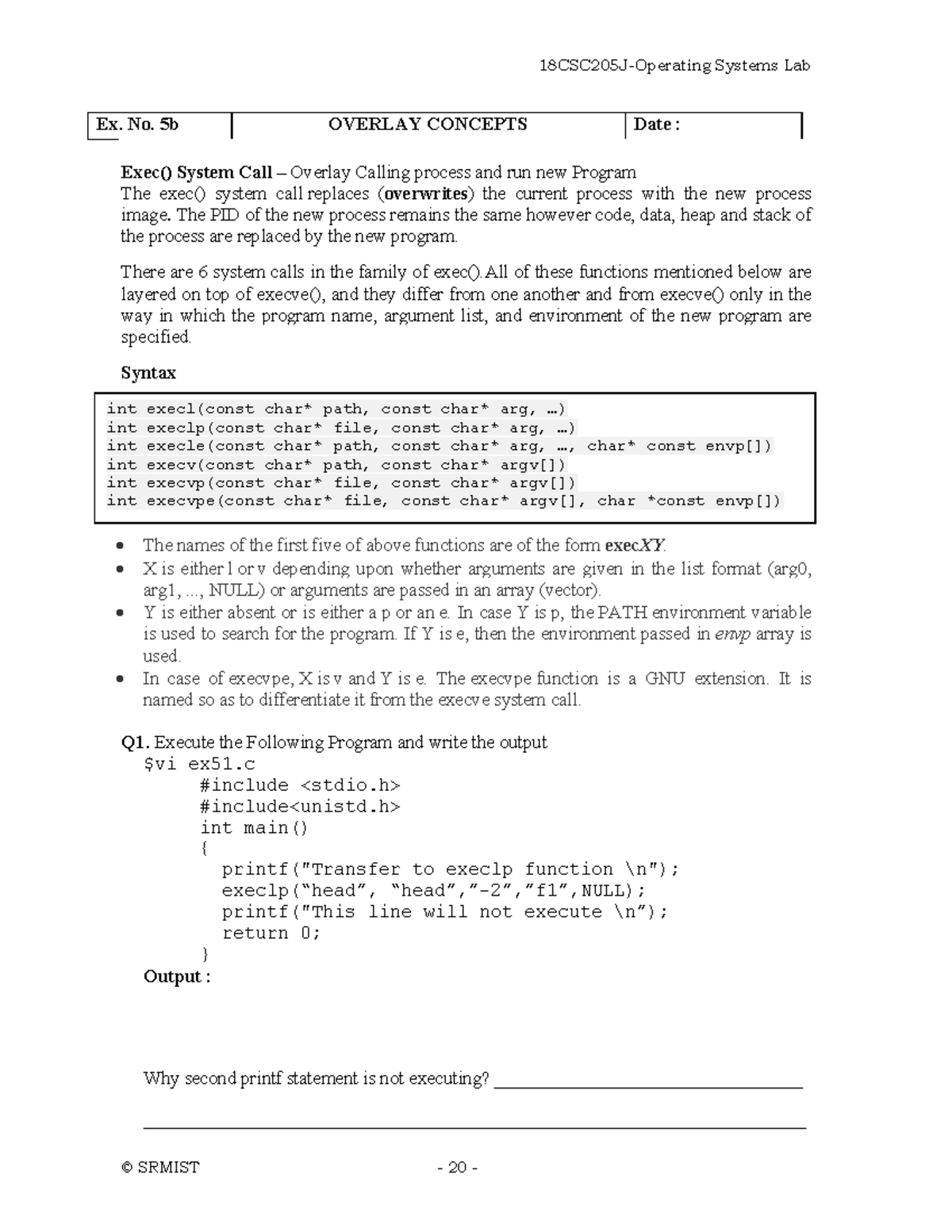 OS Record New 23 24 - Useful - 18CSC205J-Operating Systems Lab © SRMIST - 20 - Ex. No. 5b ...