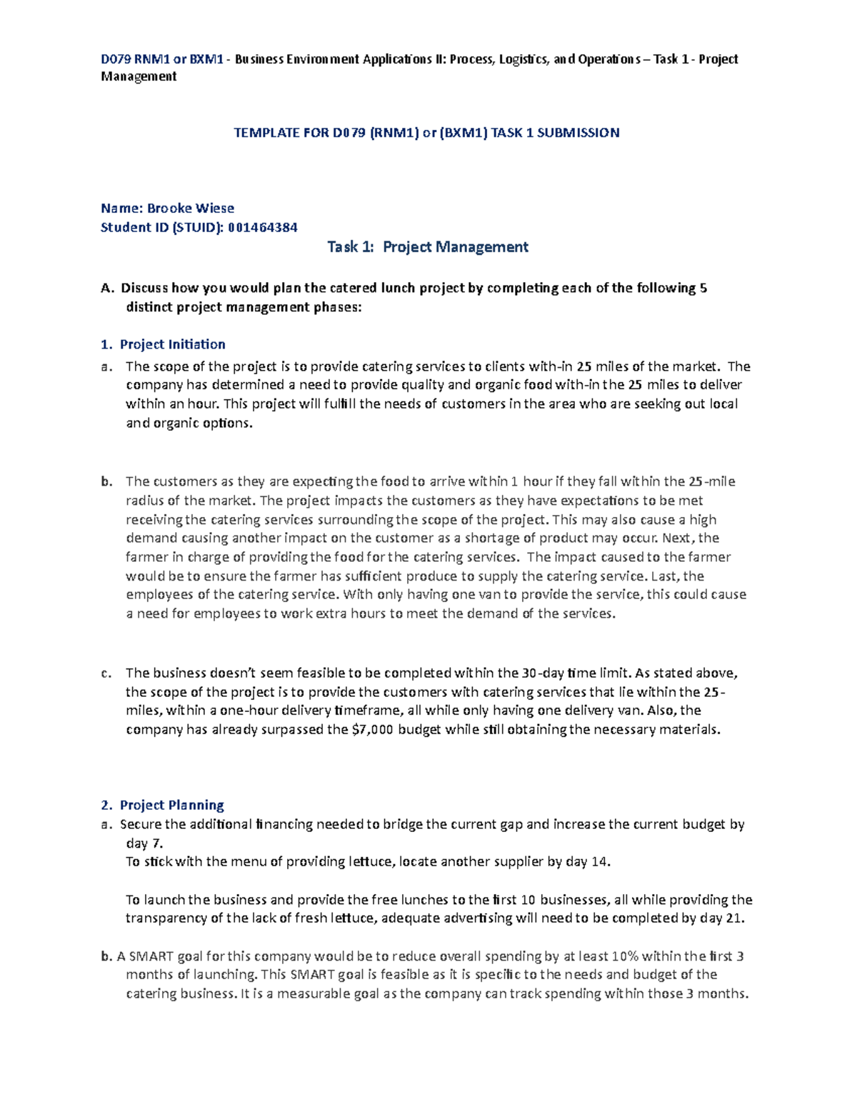 D079 - Working Template - Task 1 - D079 RNM1 or BXM1 - Business ...