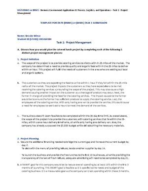 D079 Task 2 - example of task 2. includes instructions - Business ...