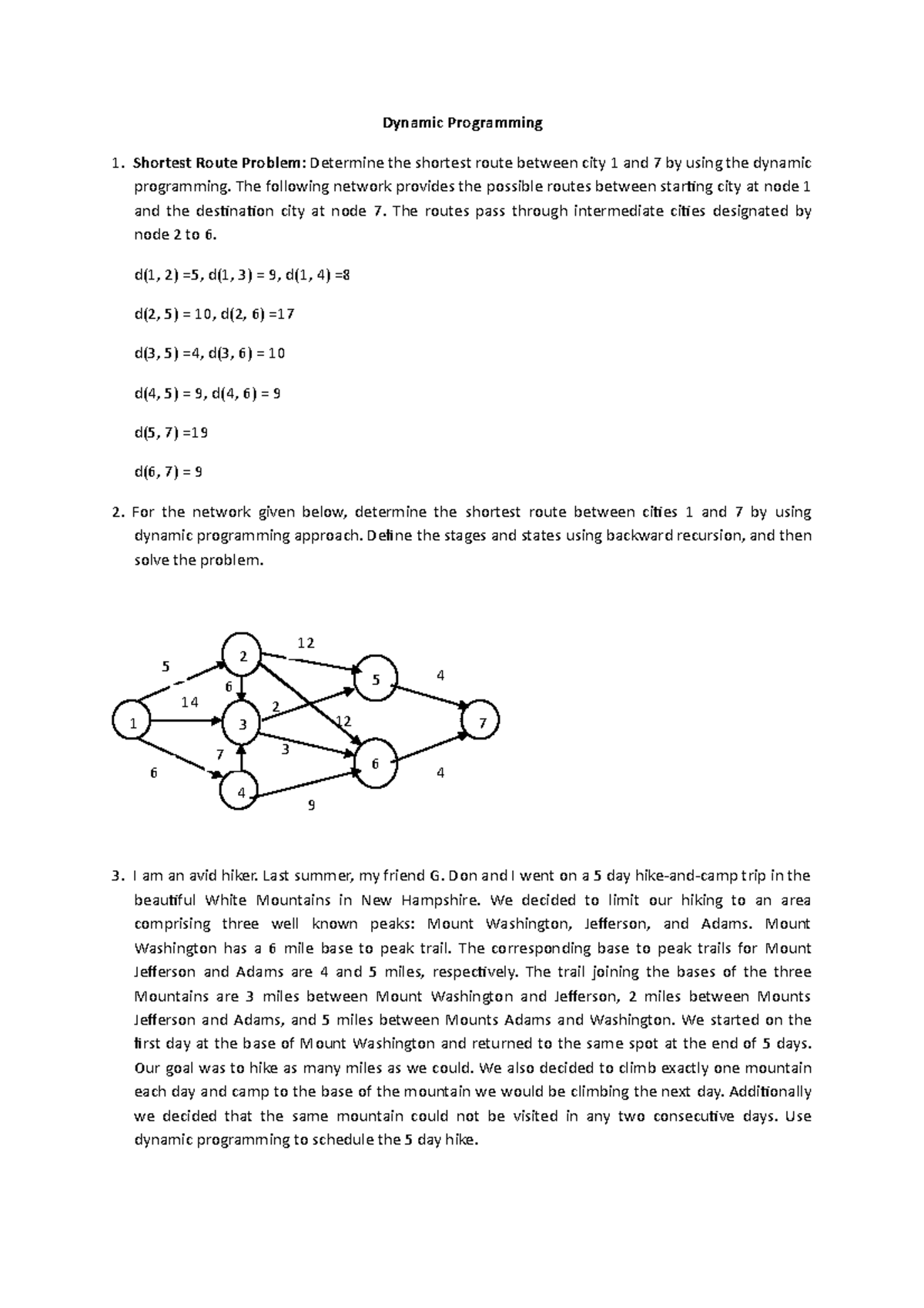 Dynamic Programming in QM course - Dynamic Programming Shortest Route ...