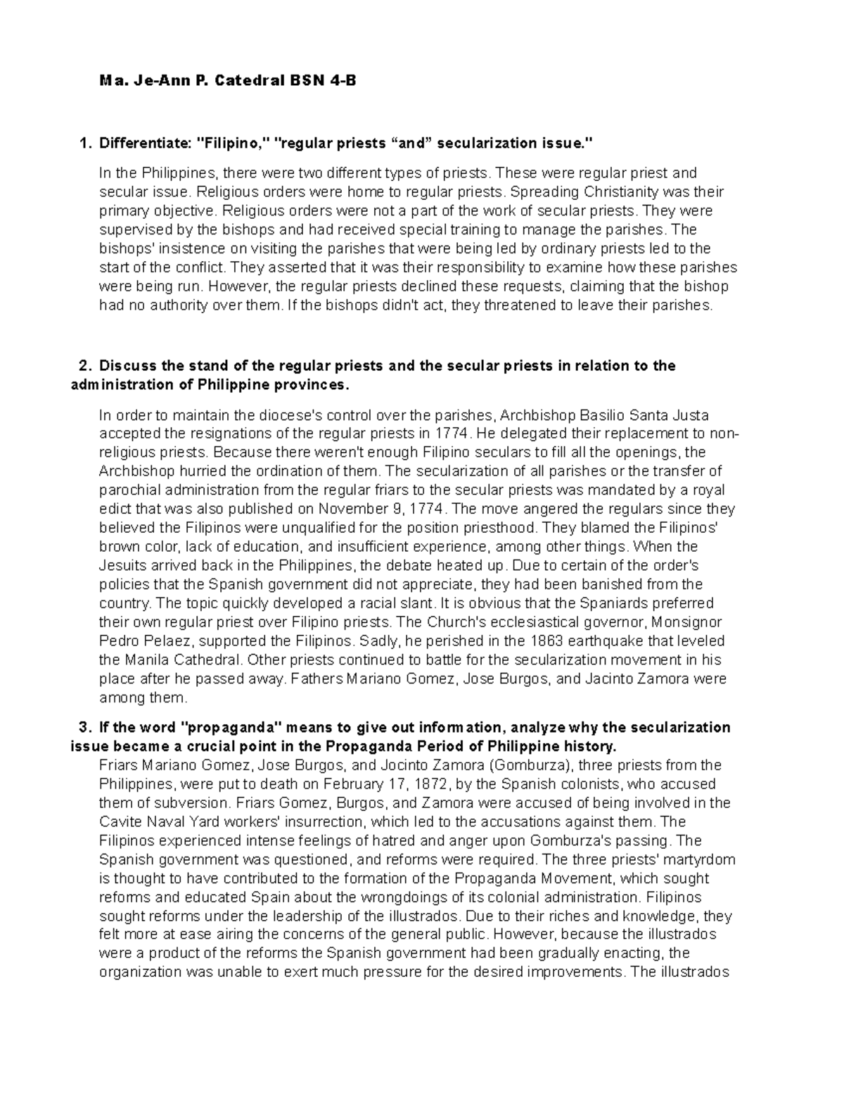 Ma. Je-ann Catedral BSN 4-B - Ma. Je-Ann P. Catedral BSN 4-B 1 ...