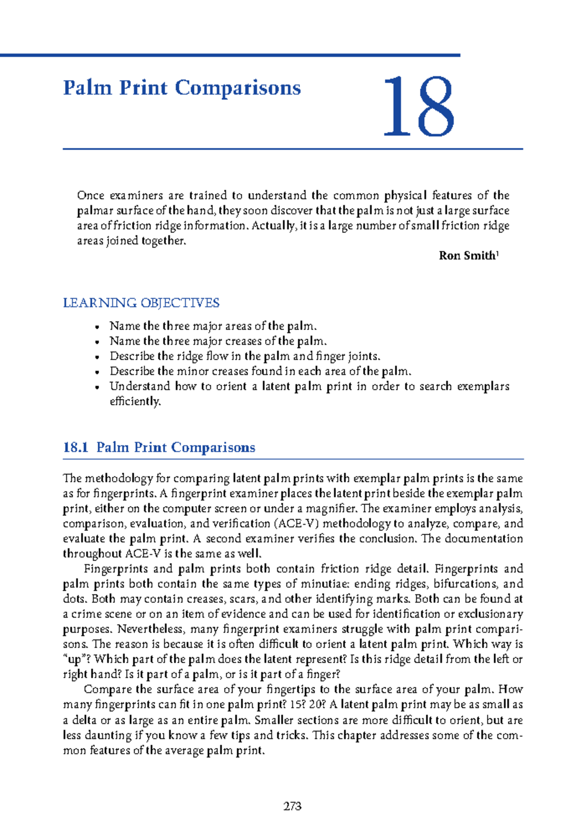 Palm Print Comparisons - 273 18 Palm Print Comparisons Once examiners ...