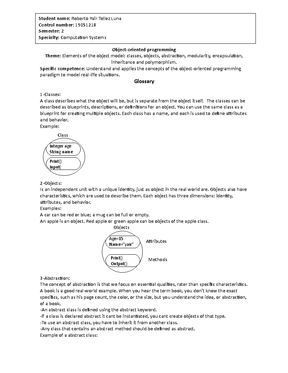 Glossary Basic Concepts - Object-oriented programming Theme: Elements ...