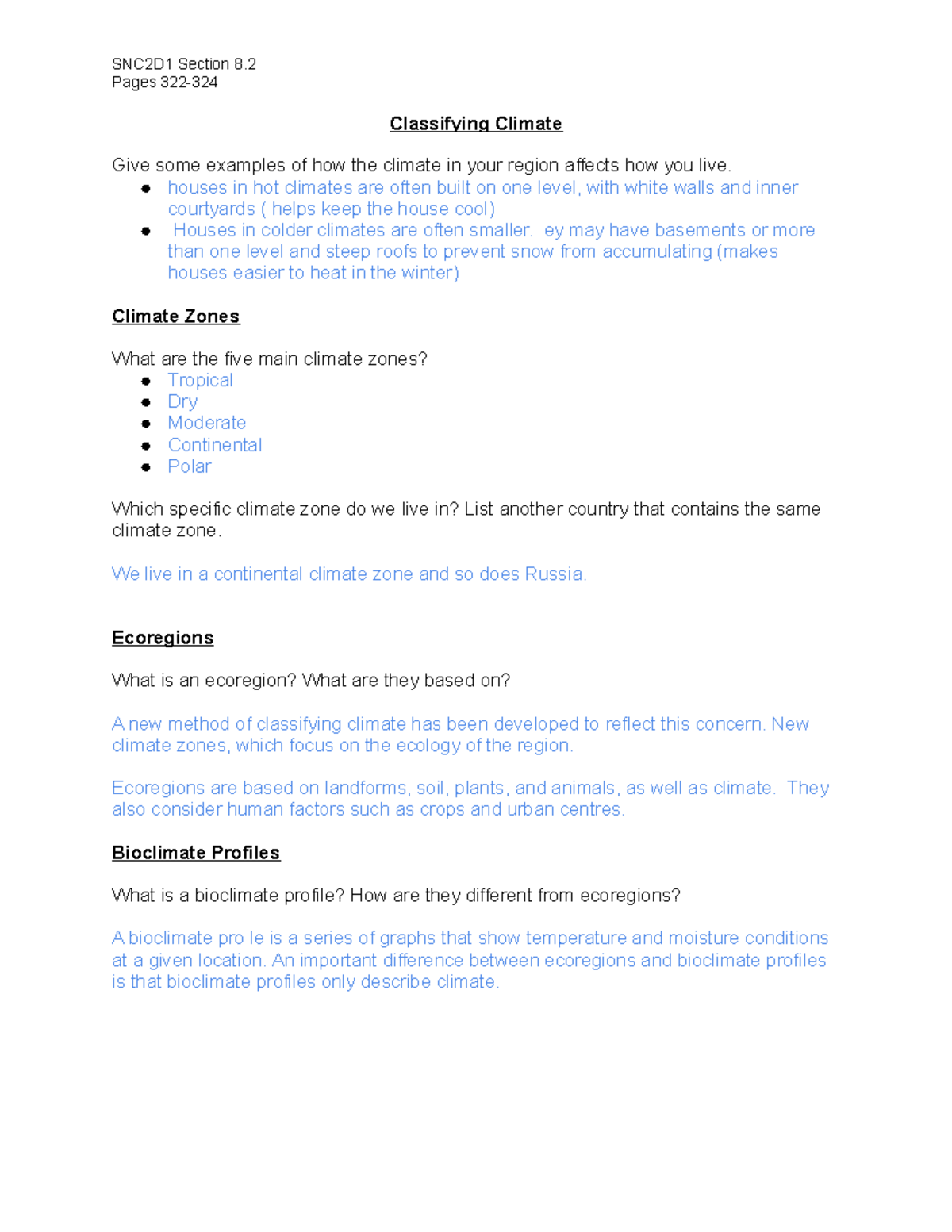 8-2 Classifying Climate - SNC2D1 Section 8. Pages 322- Classifying ...