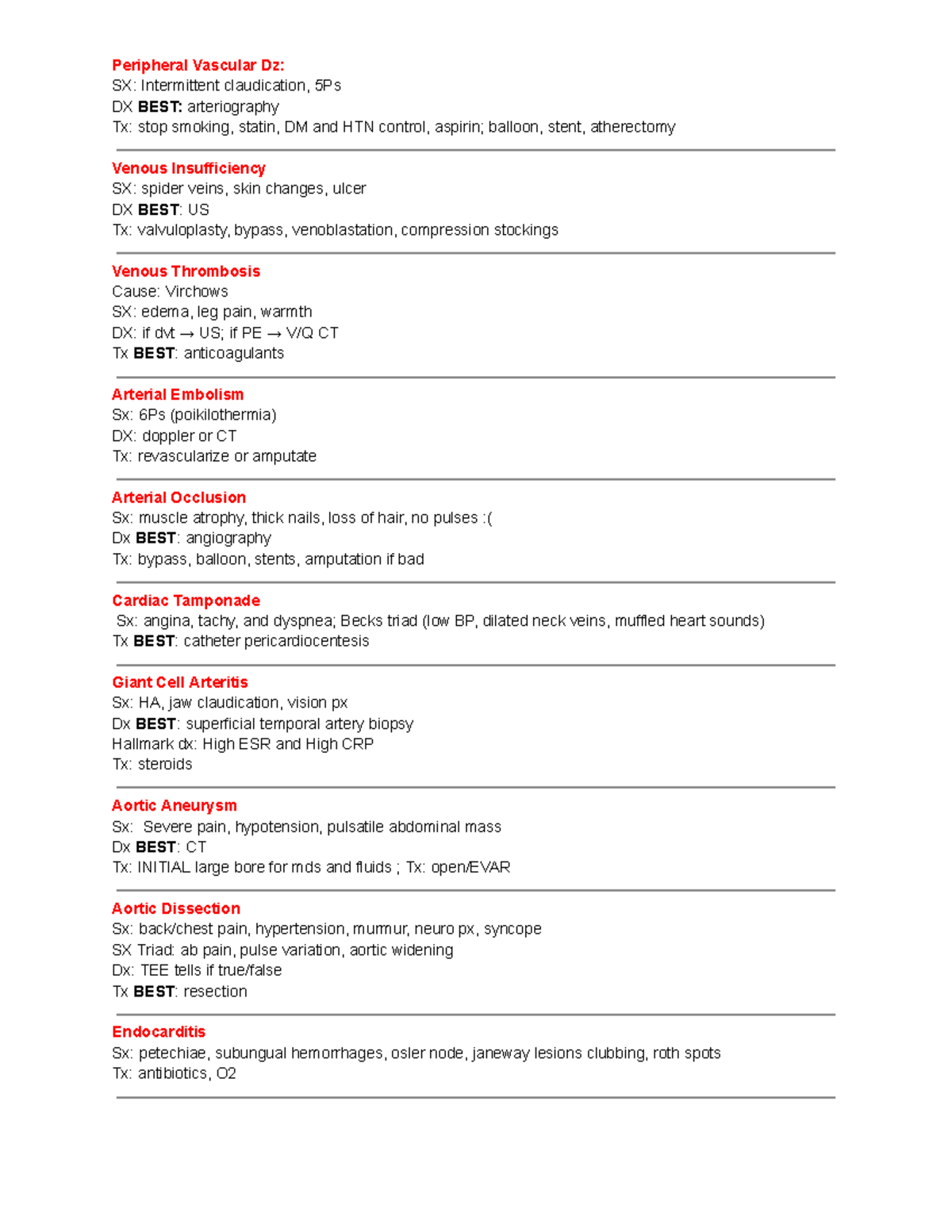My super short study guide for surgery 1 - Peripheral Vascular Dz: SX ...
