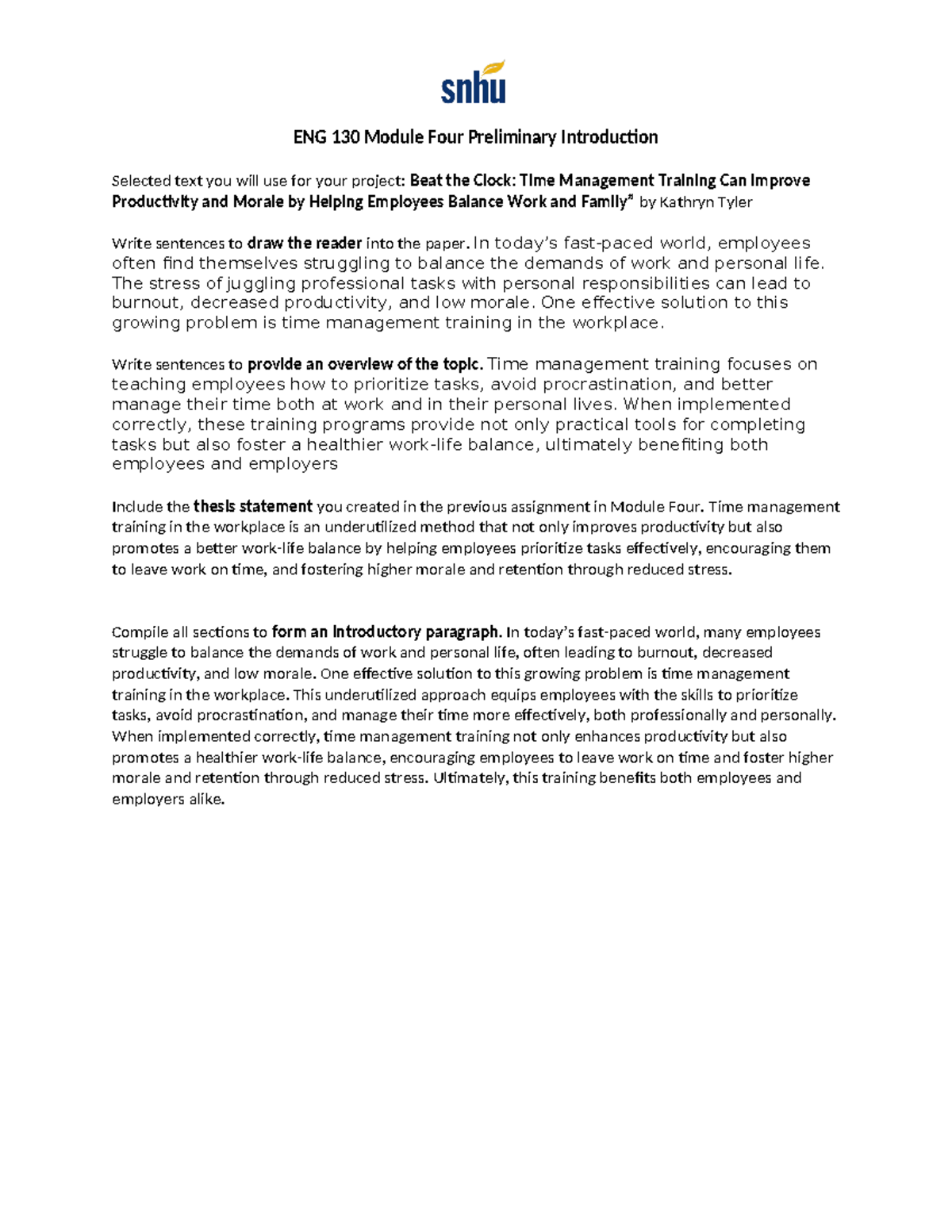 ENG 130 Module 4 Preliminary Introduction - ENG 130 Module Four ...