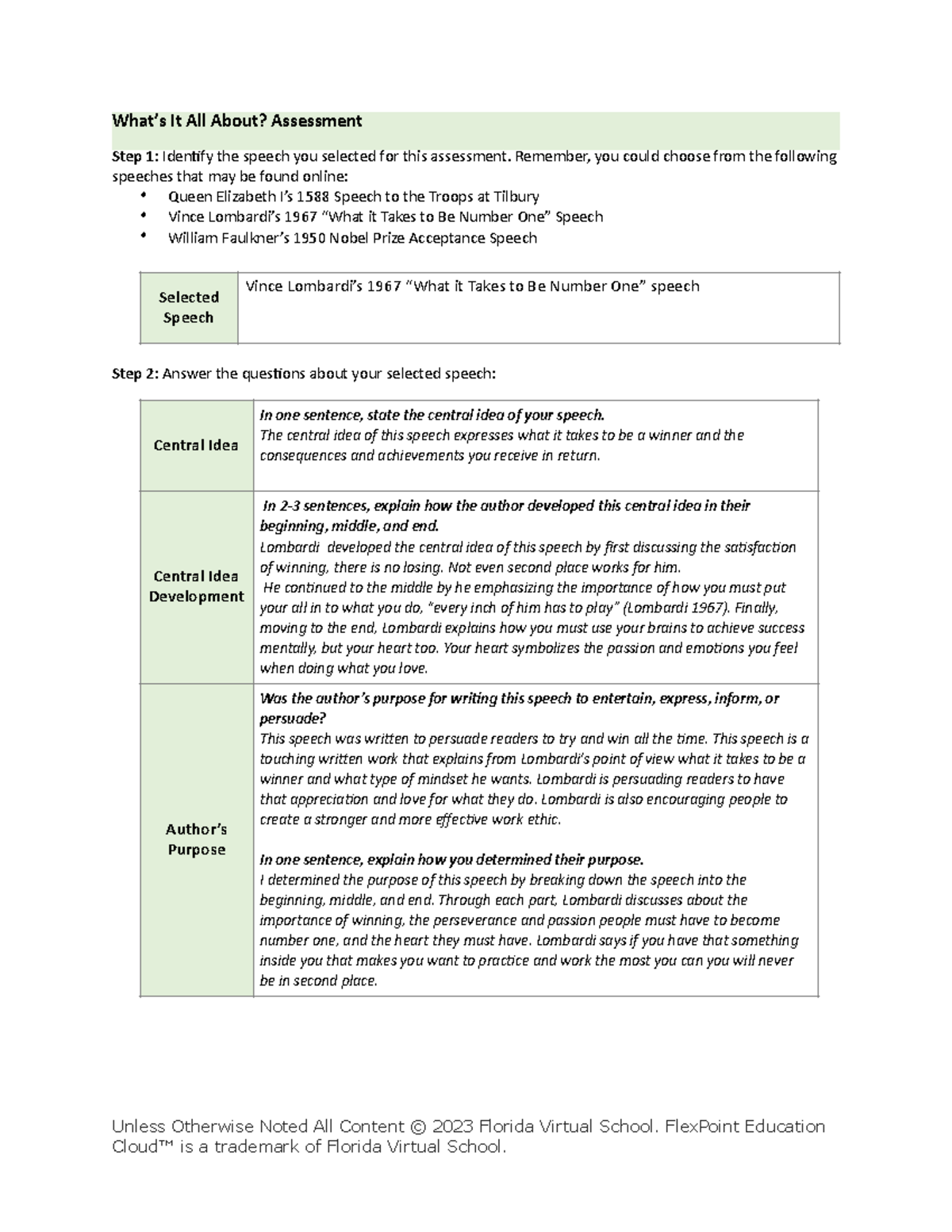 Whats it all about assessment - What’s It All About? Assessment Step 1 ...