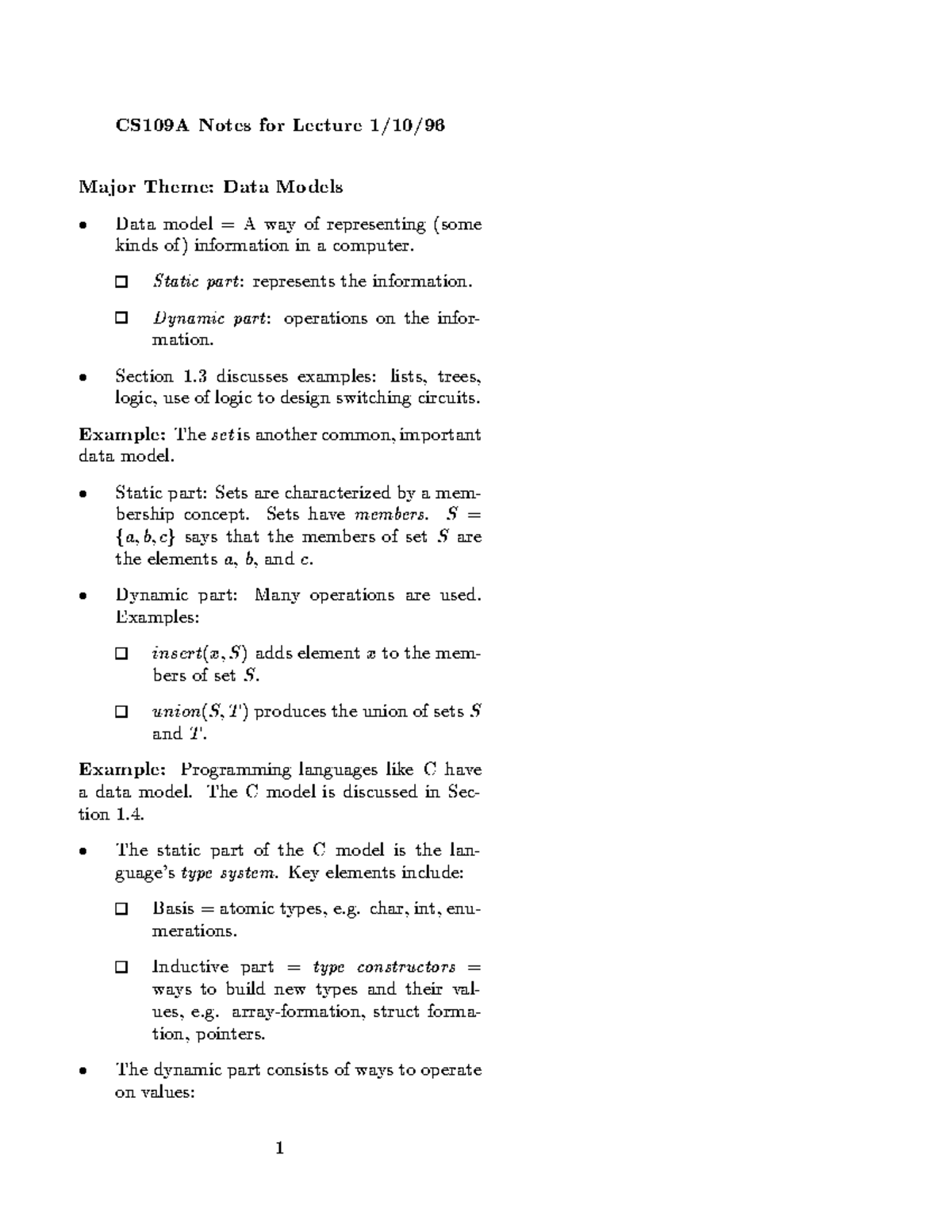 Notes 1 - The Bachelor of Science in Computer Science focuses on the ...