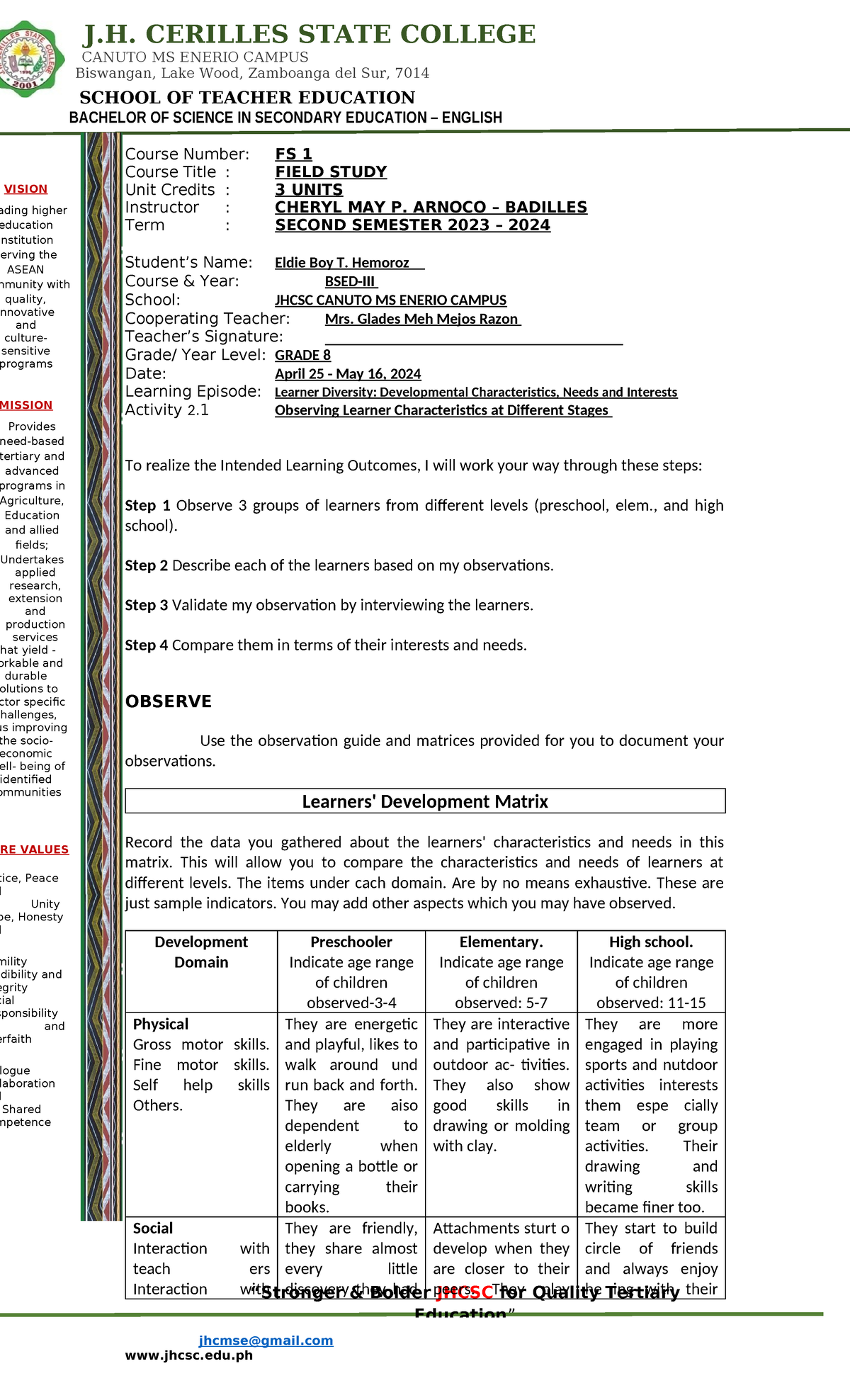 Episode 2 - Summary BSEd - English - VISION ASEAN quality, and culture ...