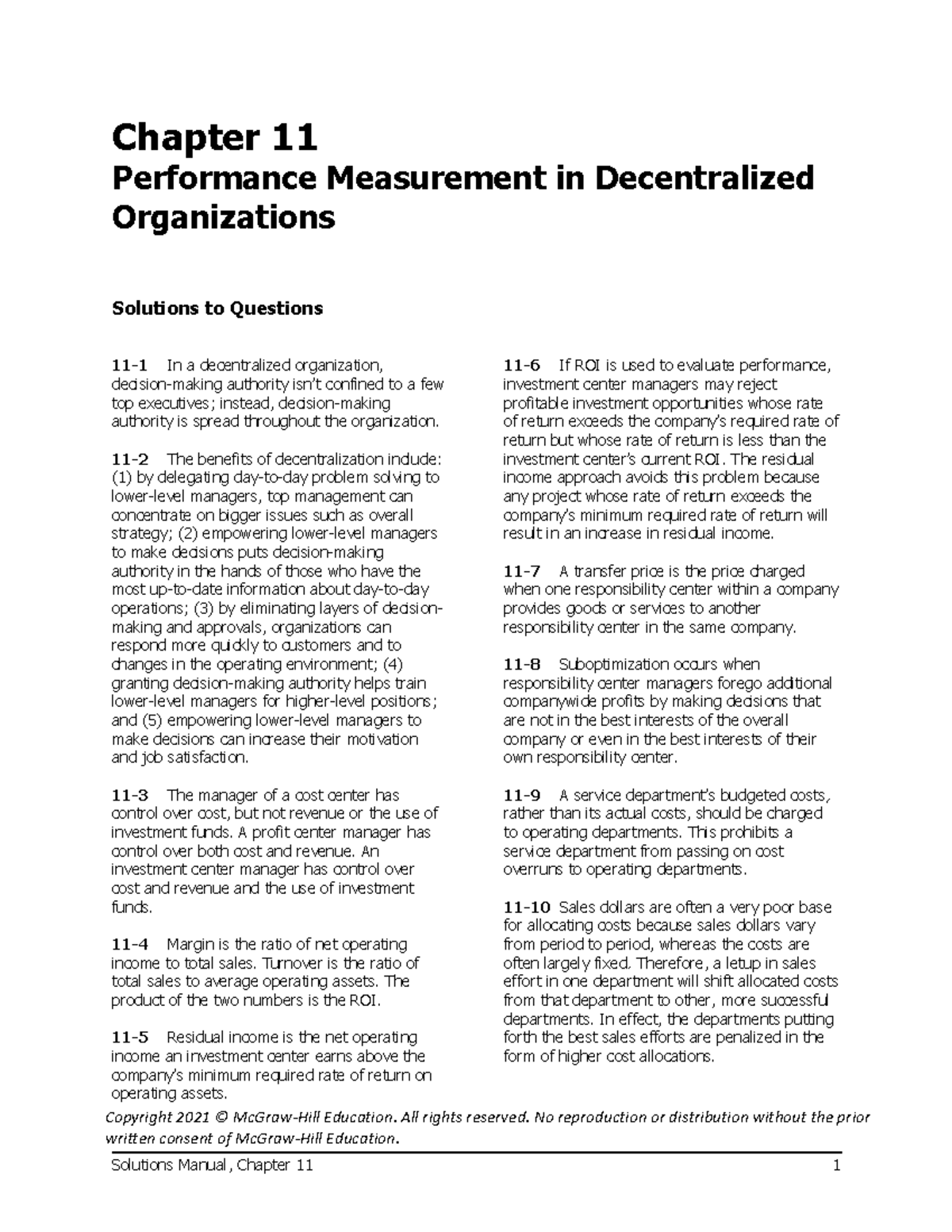 Chapter 11 - Copyright 2021 © McGraw-Hill Education. All rights ...