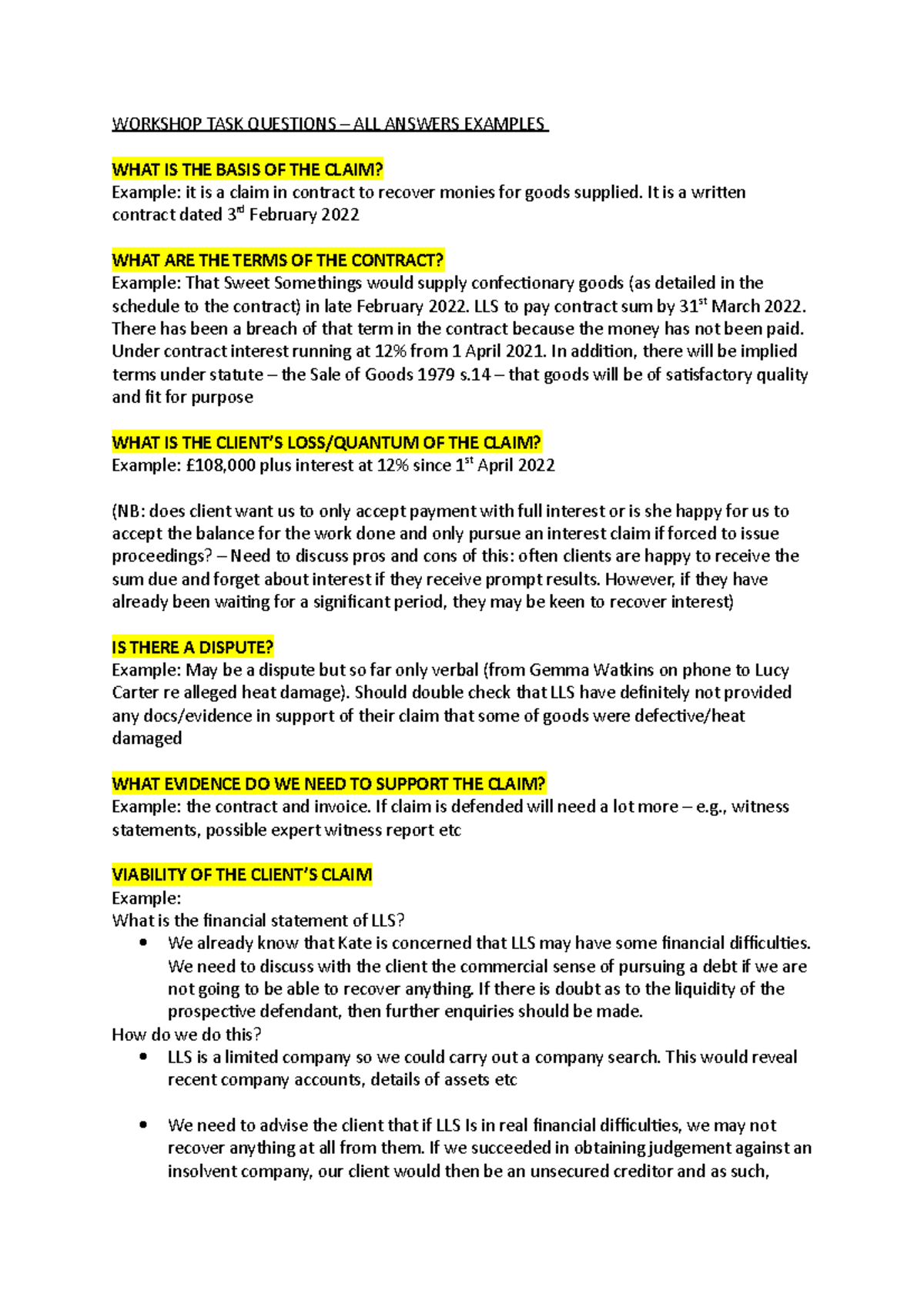 Civil - EXAM Structure - WORKSHOP TASK QUESTIONS – ALL ANSWERS EXAMPLES ...